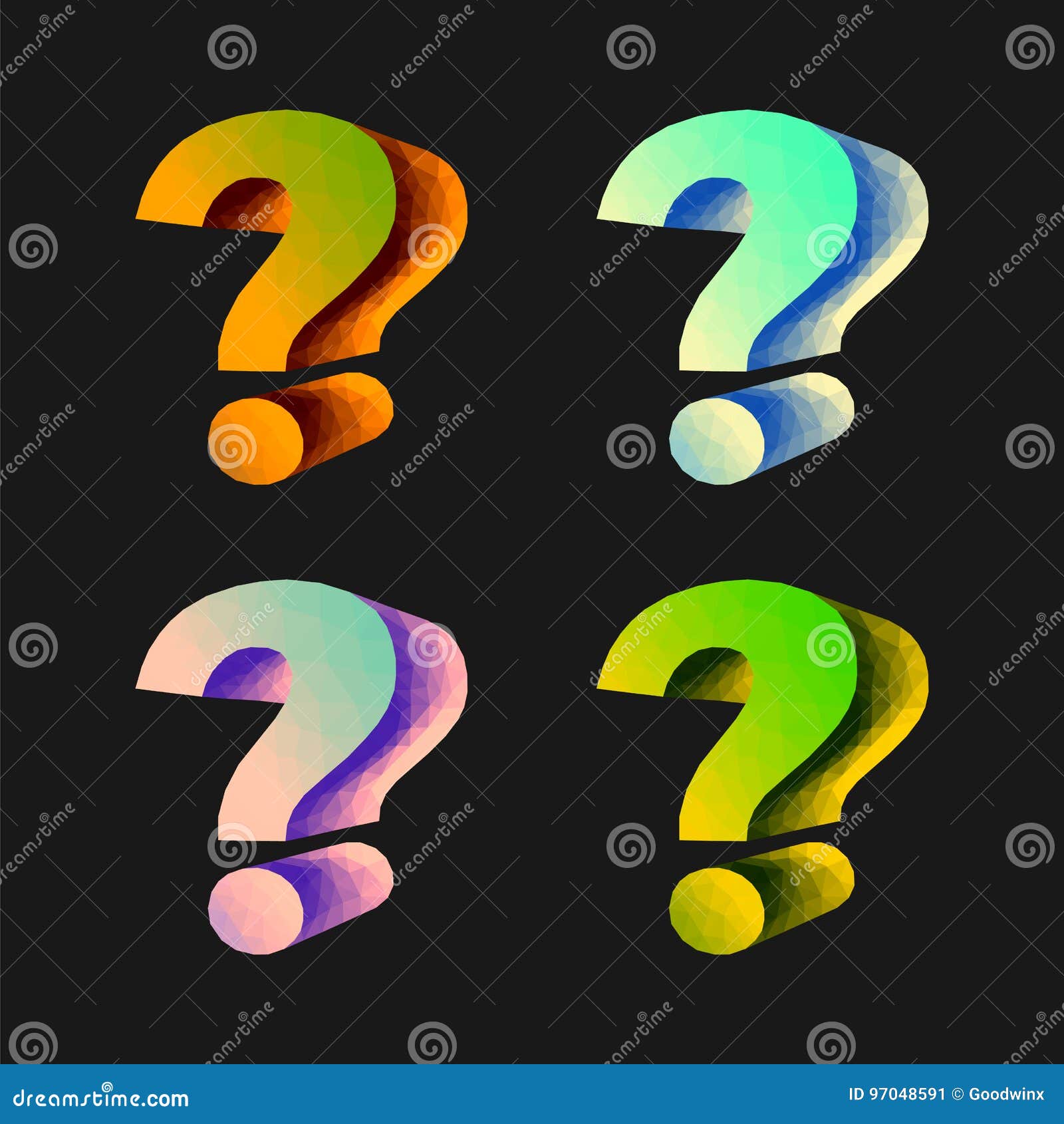 Ser Polygonal Question Mark 3d Volumetric on Black Stock Vector ...