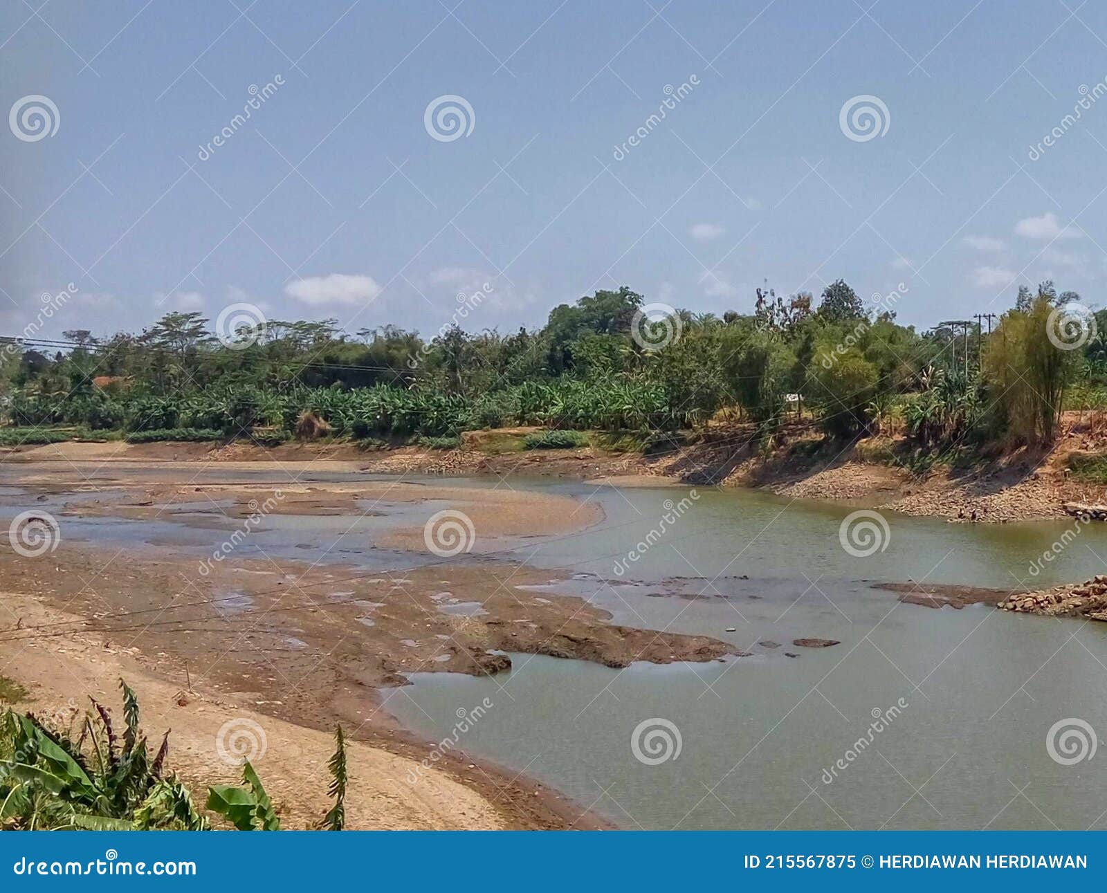 Serayu River in the Dry Season in Banyumas, Central Java Stock Image ...