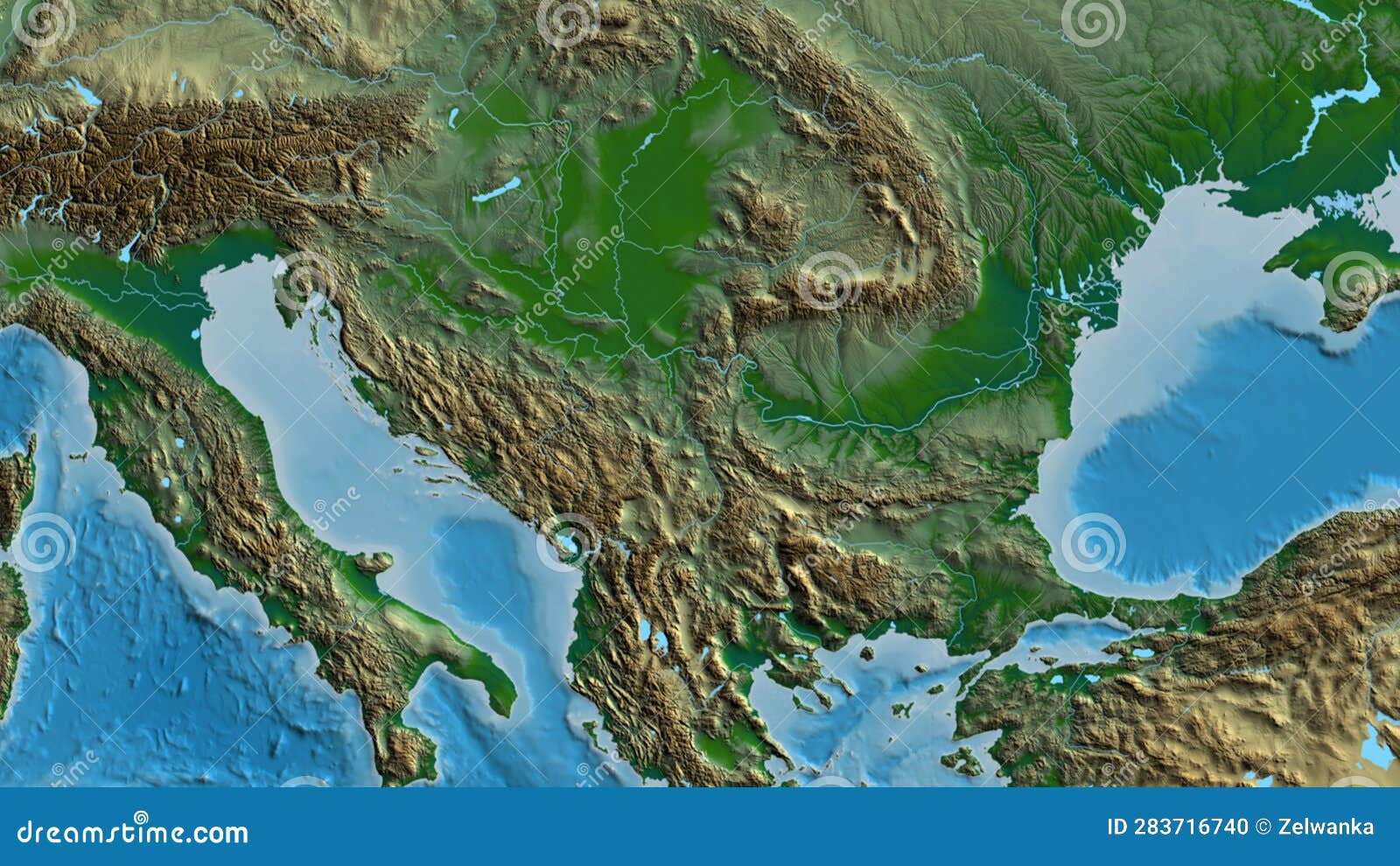 Serbia area. Physical map stock illustration. Illustration of ocean ...