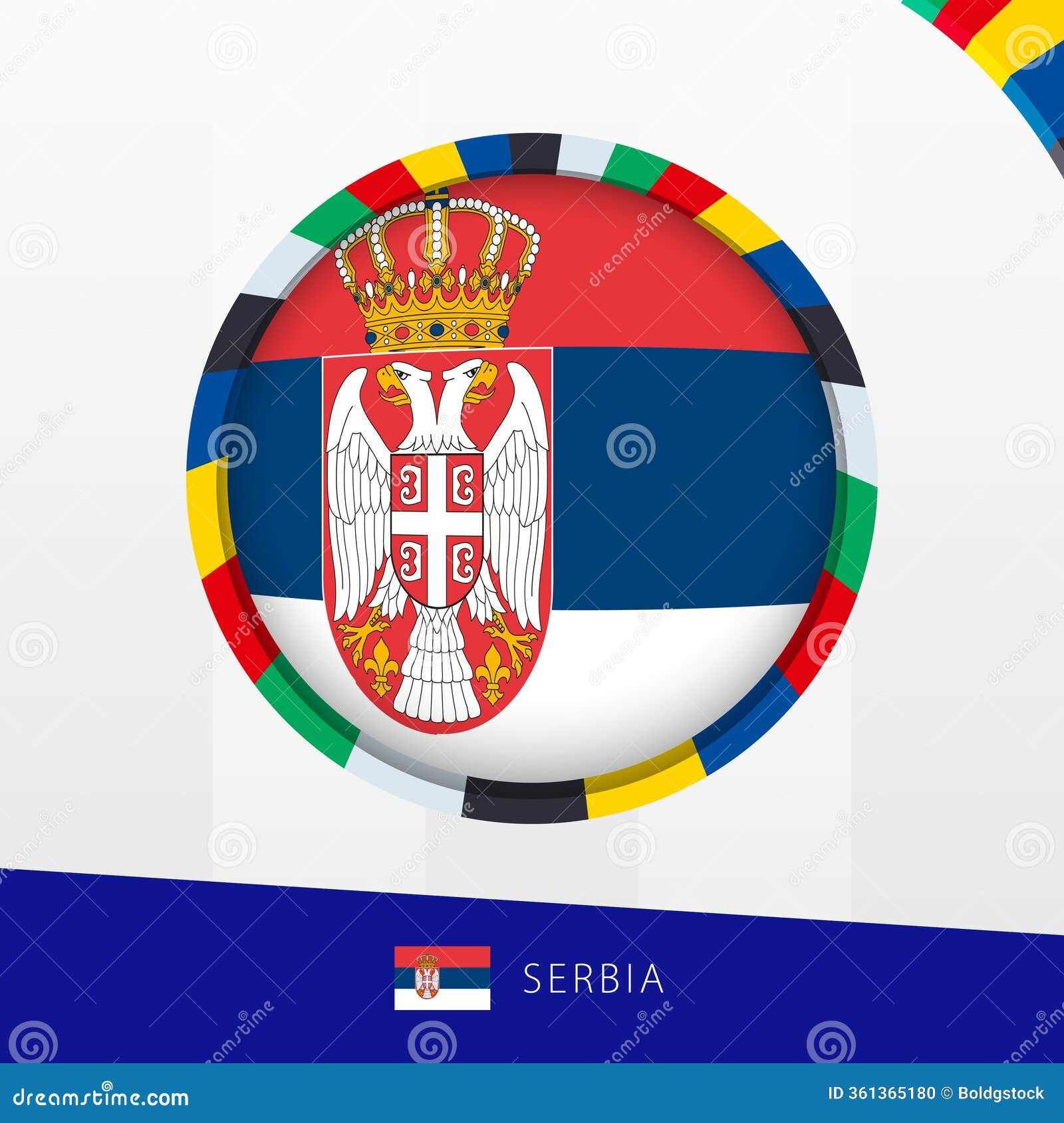 Serbia Flag With Colorful Circle Border Vector Illustration ...