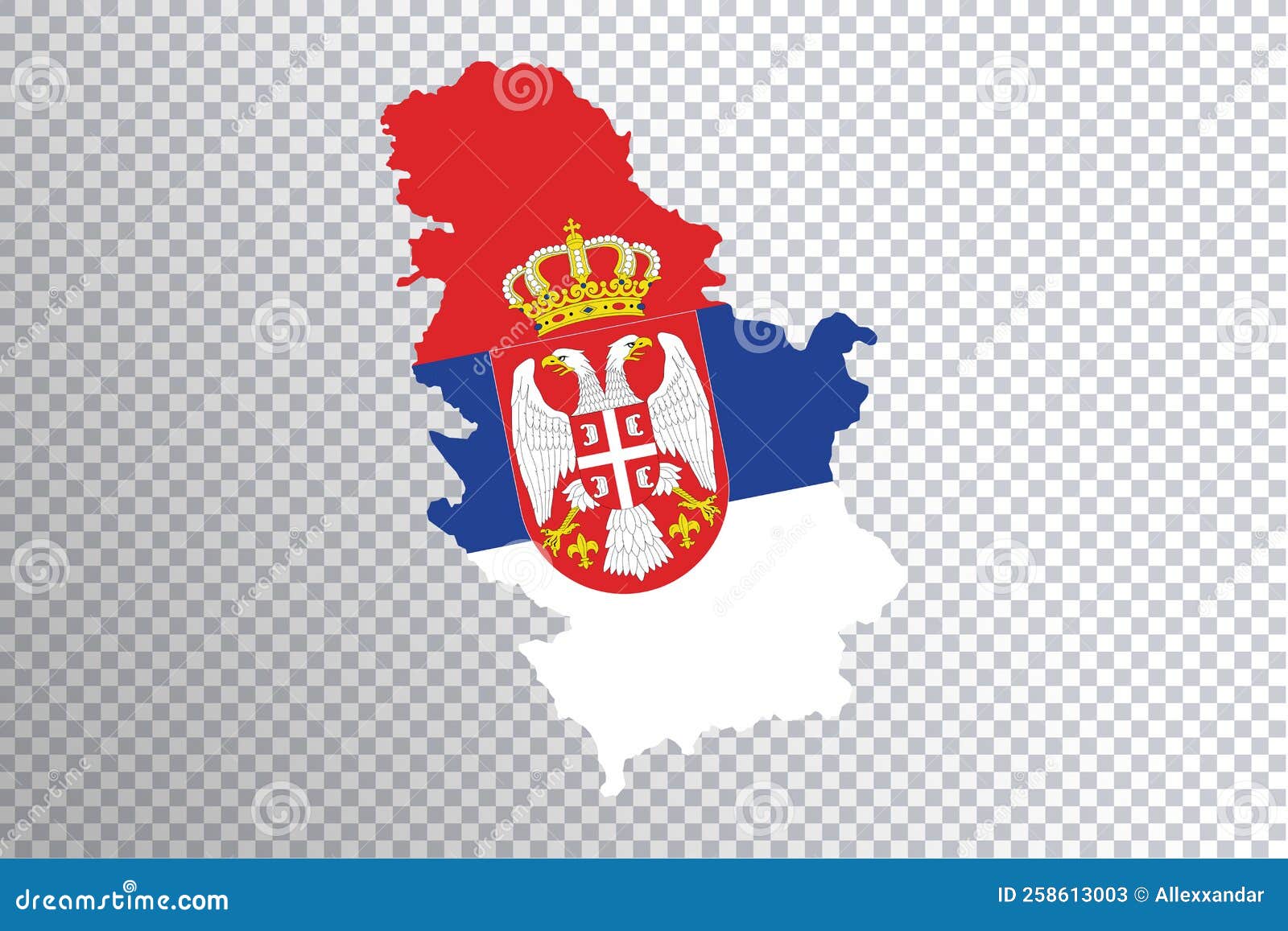 Serbia Flag on Map, Transparent Background Stock Illustration ...