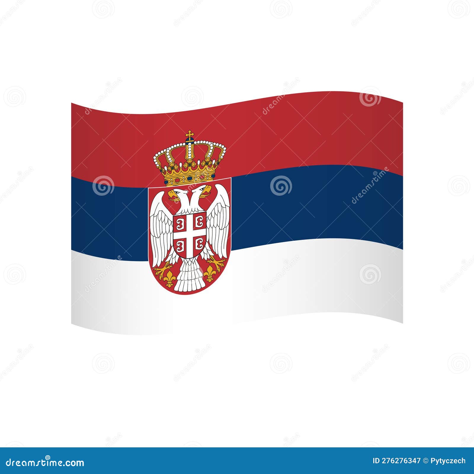 Wavy vector flag of Serbia stock vector. Illustration of unique - 276276347
