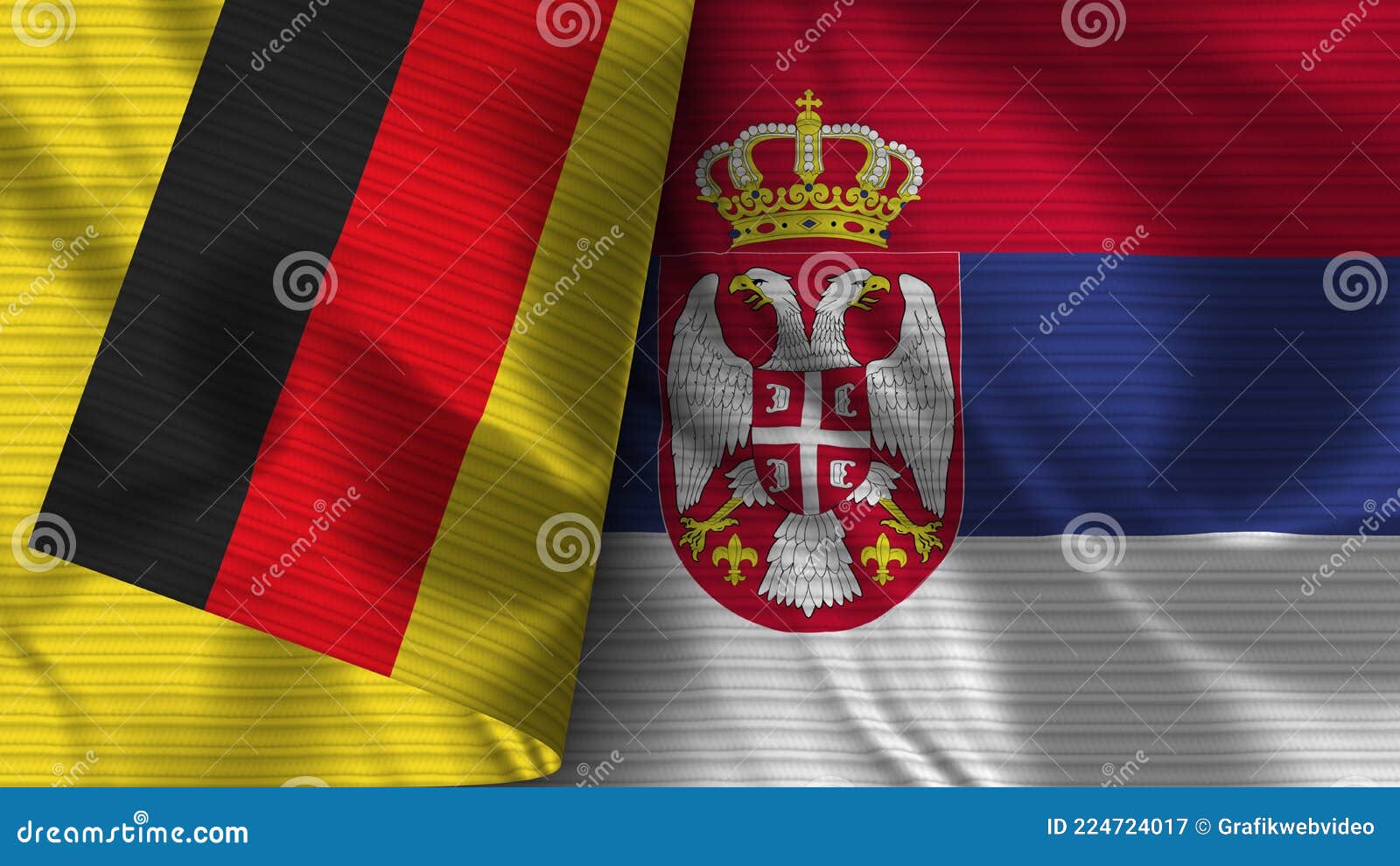 Serbia and Germany Realistic Flag â€“ Fabric Texture Illustration Stock ...