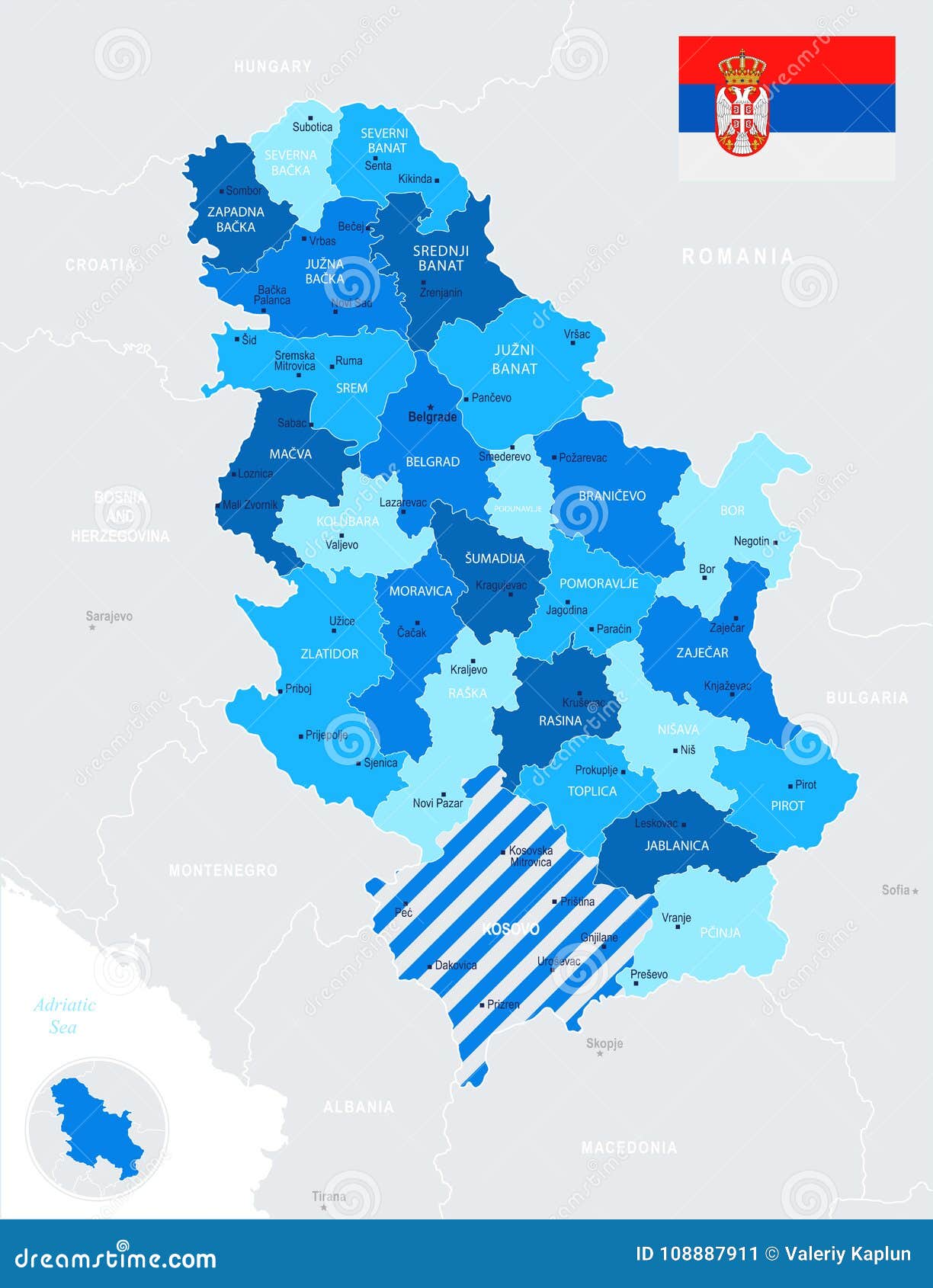 Subotica City Republic Of Serbia, Vojvodina District Map Vector ...