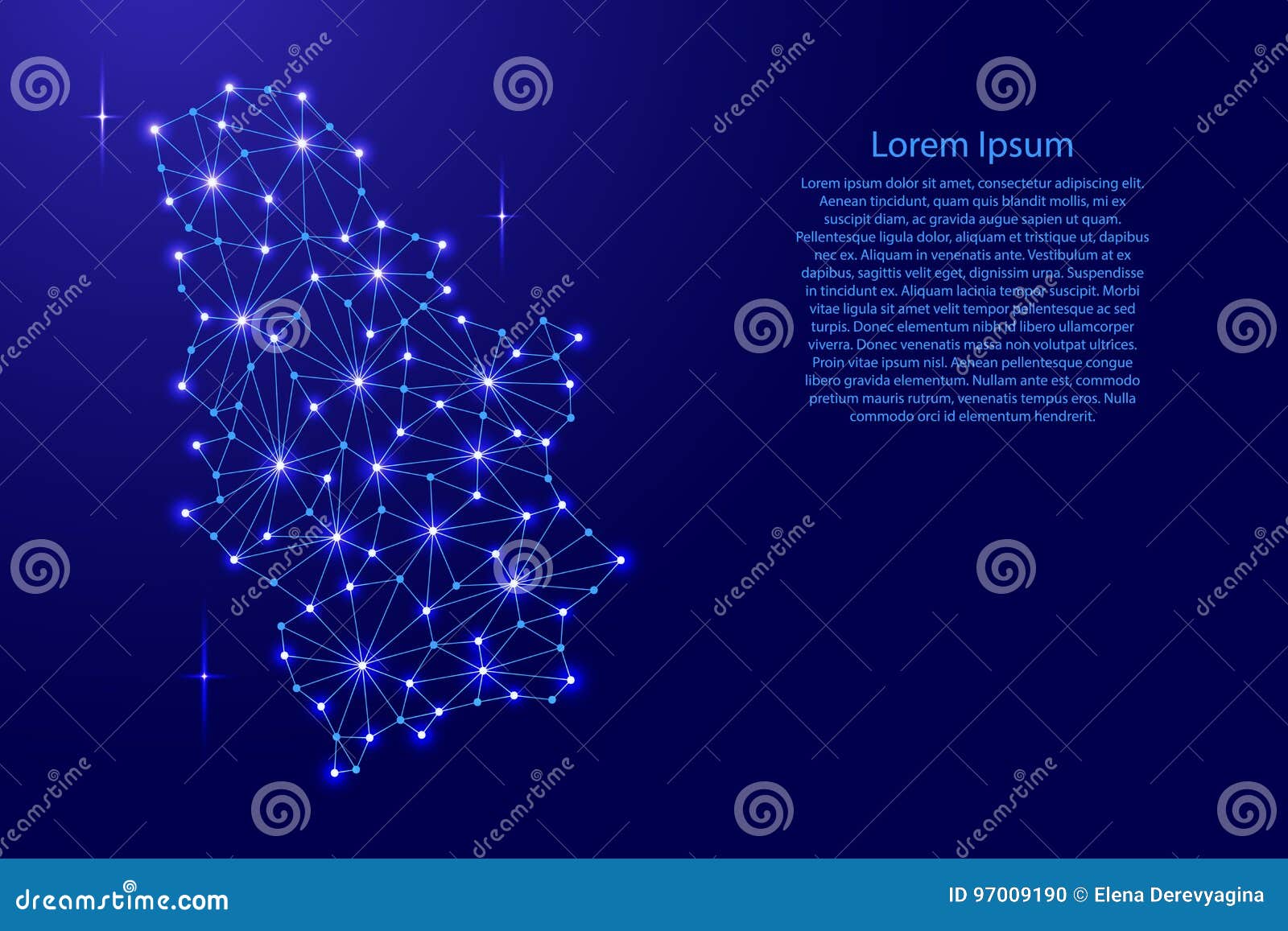 Serbia Map of Polygonal Mosaic Lines Network, Rays, Space Stars of ...
