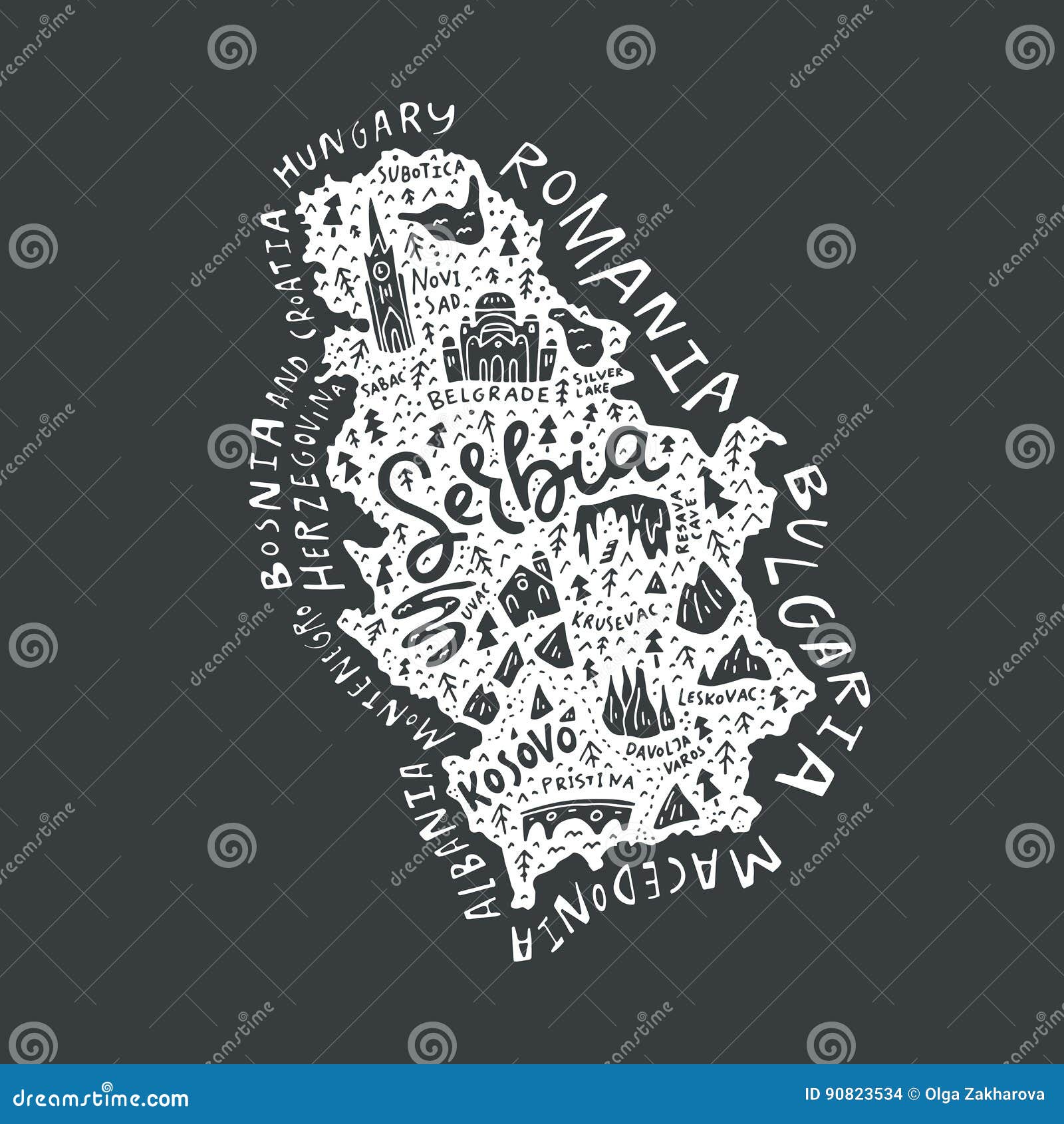 Leskovac City Republic Of Serbia, Jablanica District Map Vector ...