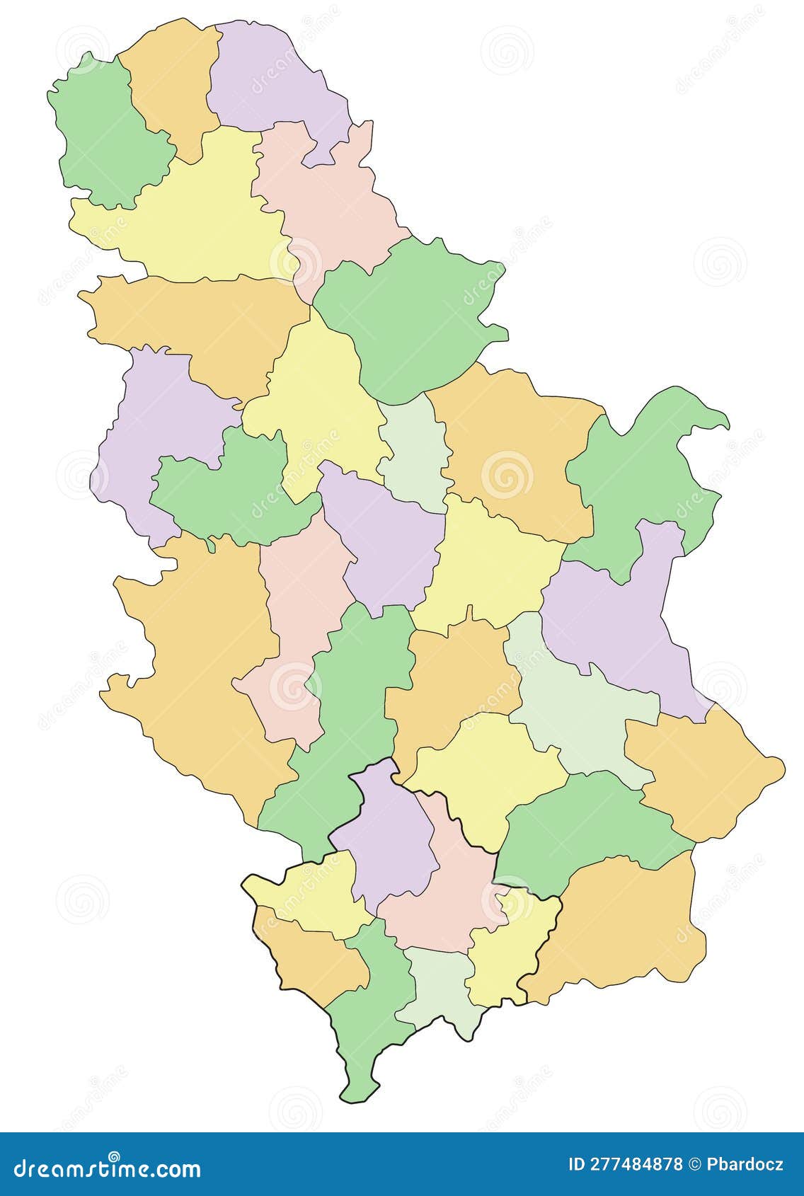Serbia - Detailed Editable Political Map. Stock Vector - Illustration ...