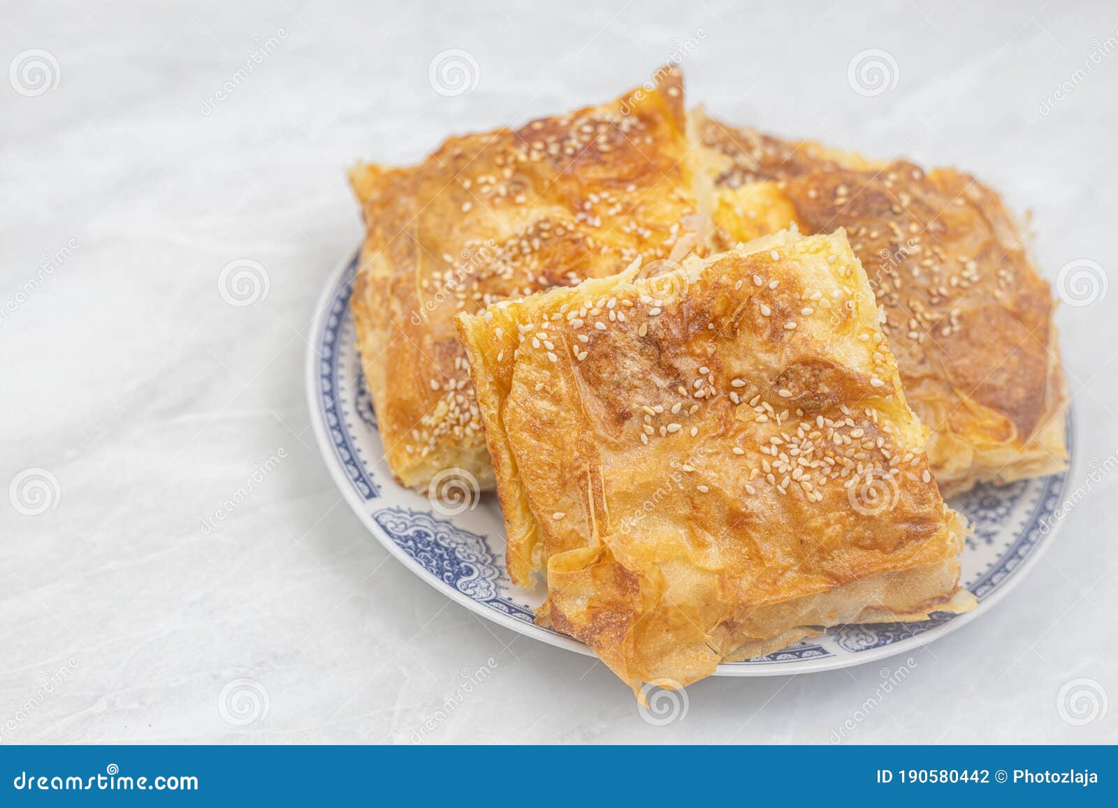 Serbian Cheese Pie Gibanica Served on the Plate Stock Photo - Image of ...
