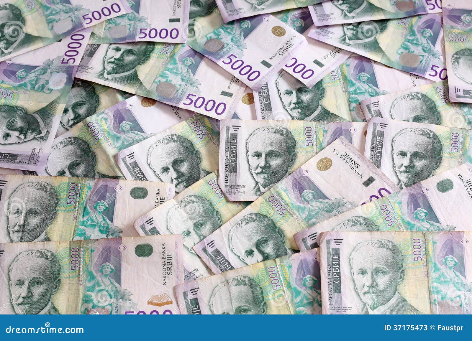Serbian Currency - a Heap of 5000 Dinar Banknotes Stock Image - Image ...