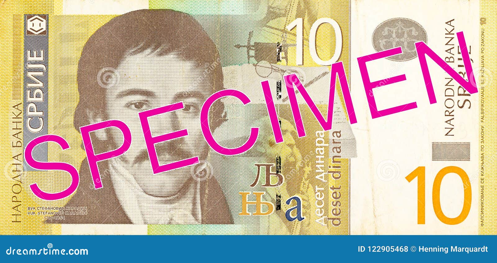 10 Serbian Dinar Note Obverse Stock Photo - Image of economic, currency ...