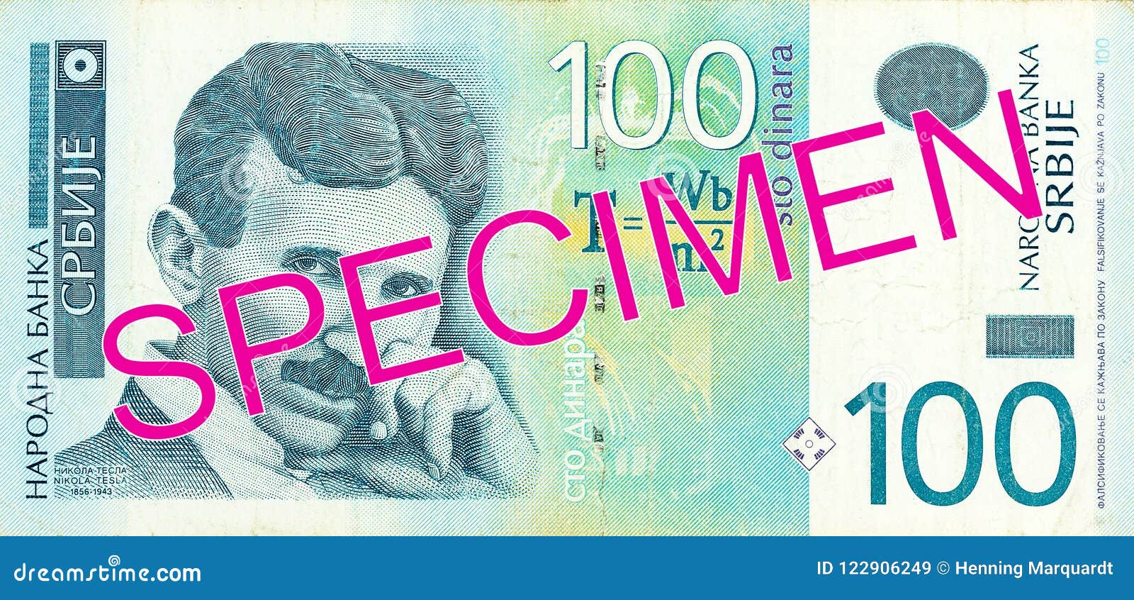 100 Serbian Dinar Note Obverse Stock Image - Image of closeup, money ...