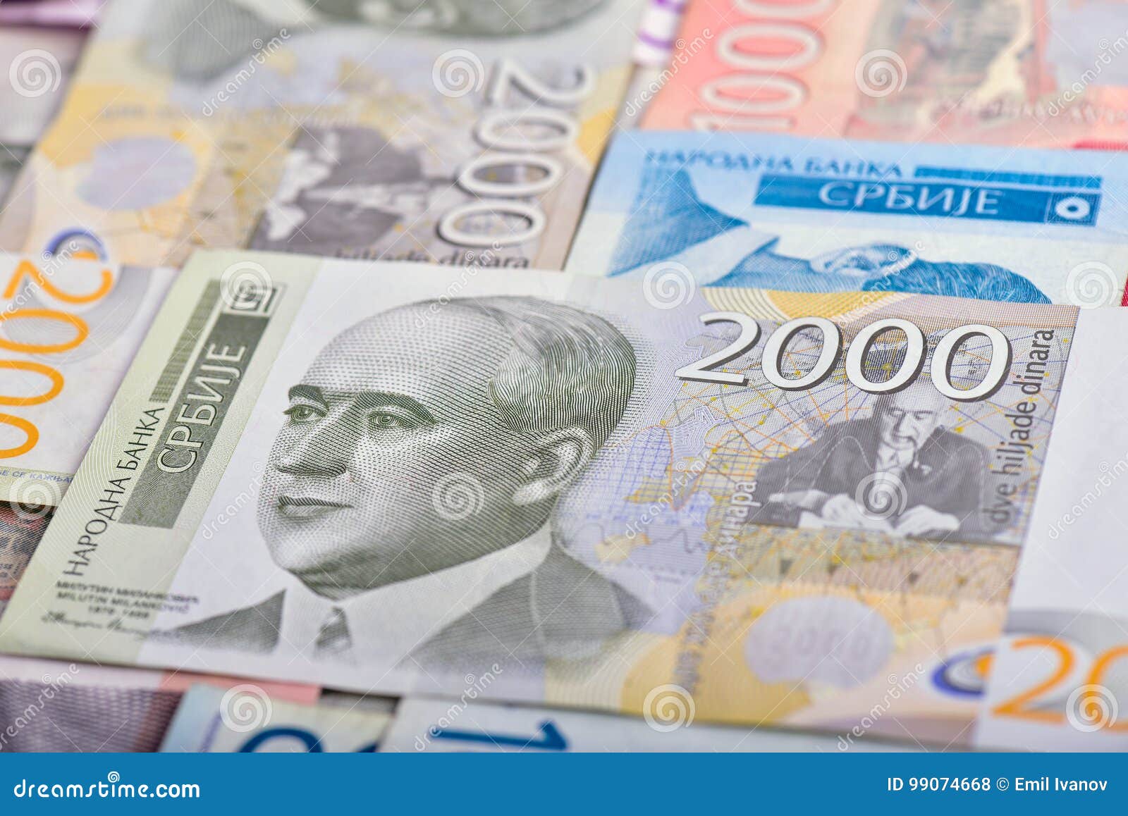 Serbian dinars banknotes stock photo. Image of financial - 99074668