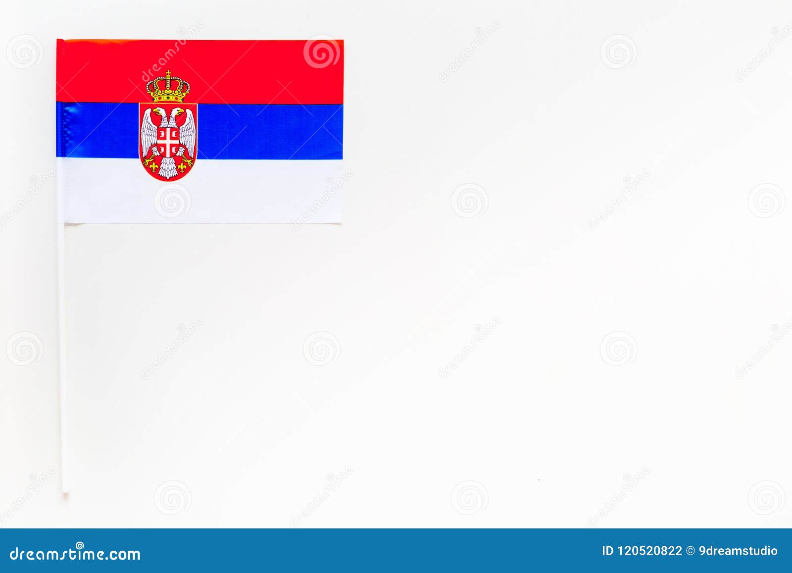 Serbian Flag Concept. Small Flag on White Background Top View Copy ...
