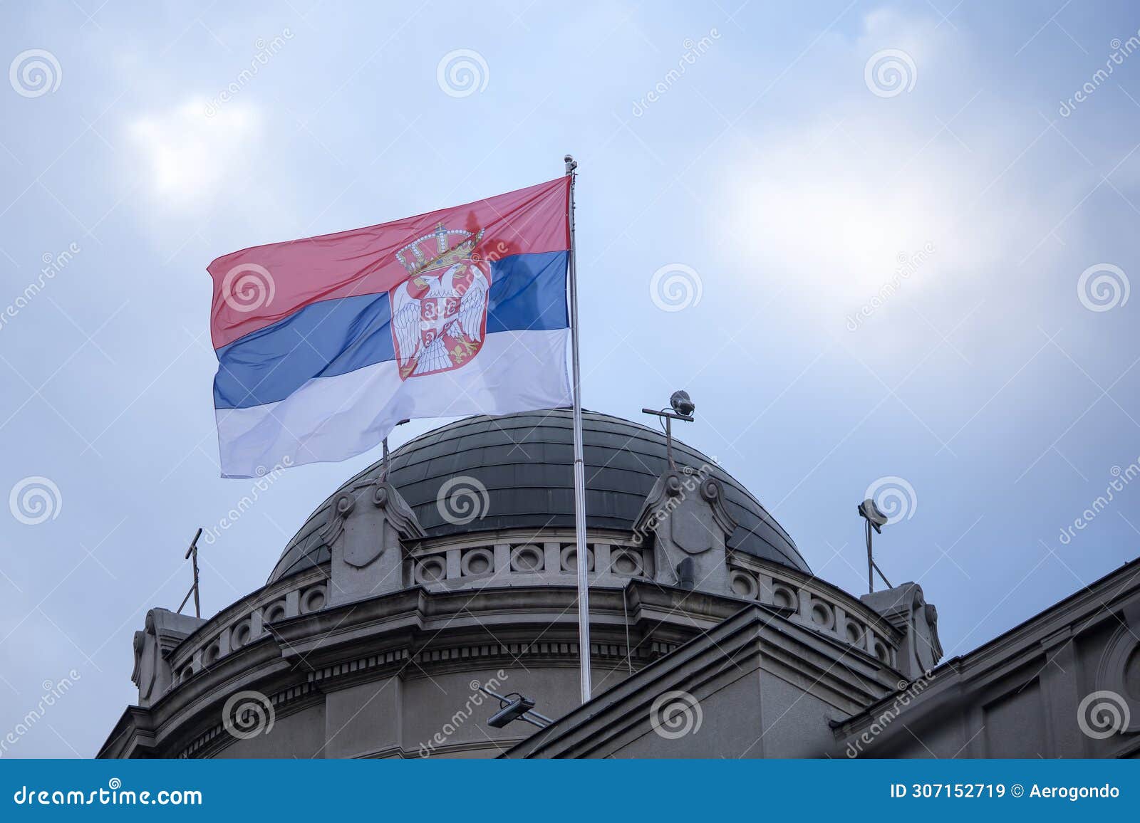 Serbian Flag Flying Over the Government Building Editorial Stock Image ...