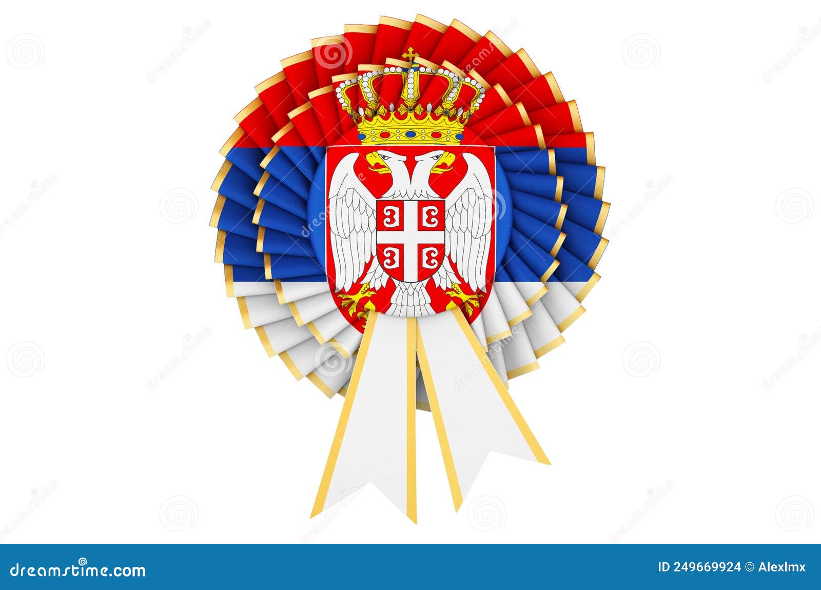 Serbian Flag Painted on the Award Ribbon Rosette. 3D Rendering Stock ...