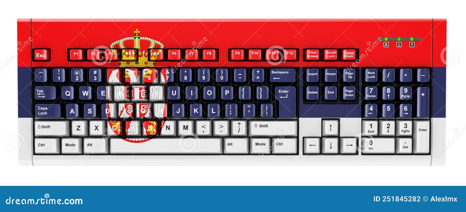 Serbian Flag Painted on Computer Keyboard. 3D Rendering Stock ...