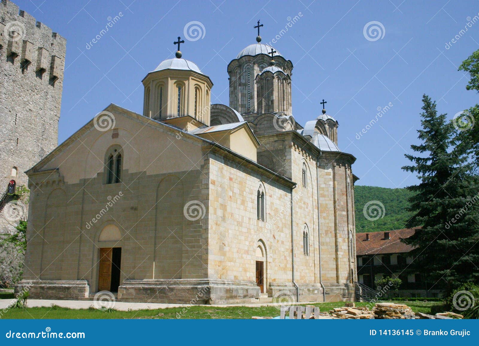 Serbian monastery Manasija stock image. Image of religion - 14136145