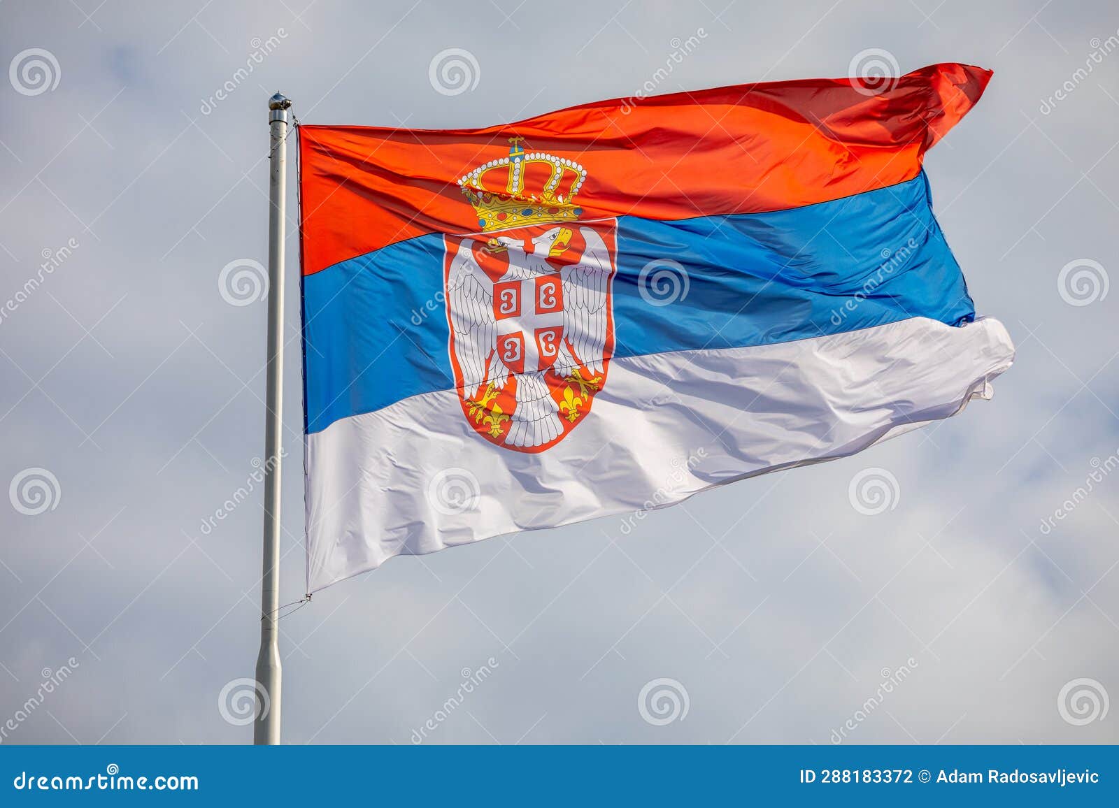 Serbian National Flag on Wind, Outdoor Stock Photo - Image of flag ...