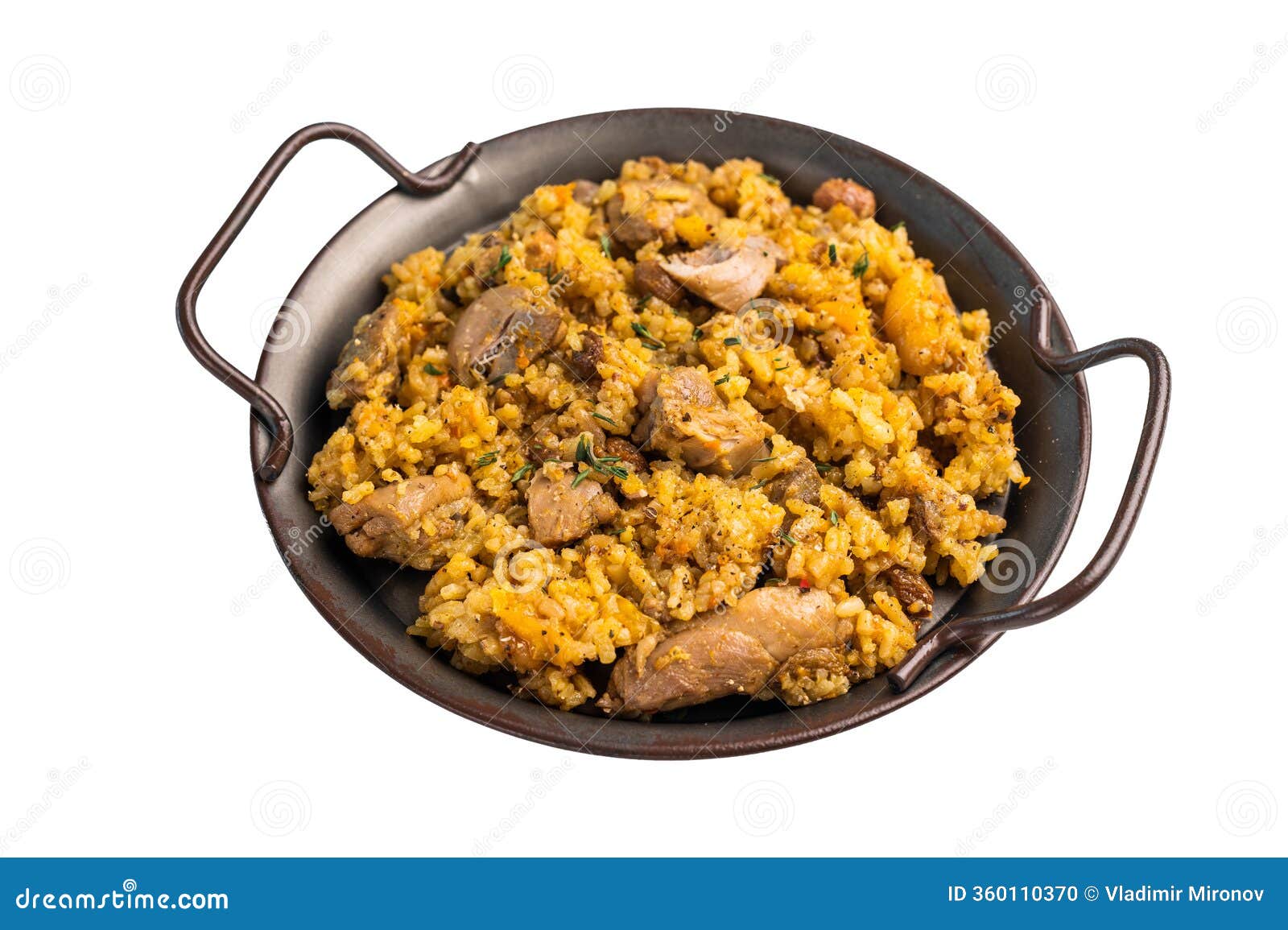Serbian Rice with Beef Meat, Vegetables in a Plate Isolated on White ...