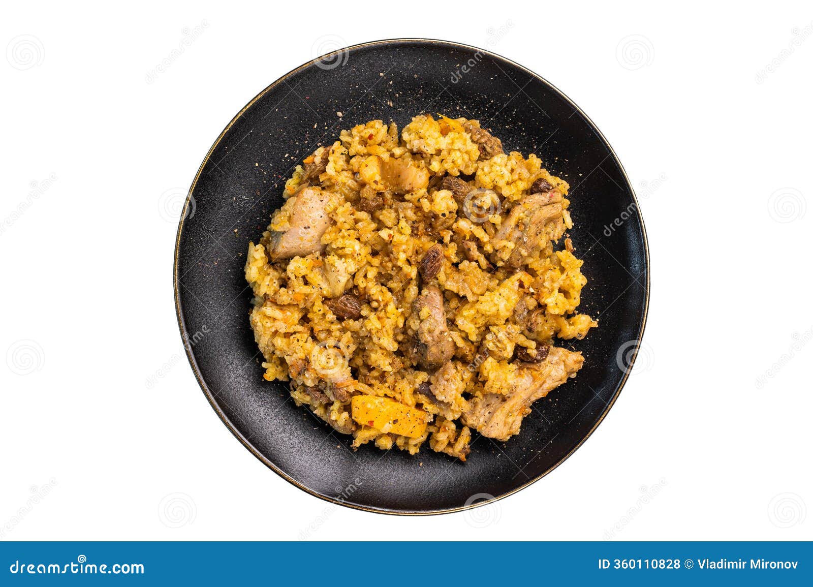 Serbian Rice with Beef Meat, Vegetables in a Plate Isolated on White ...