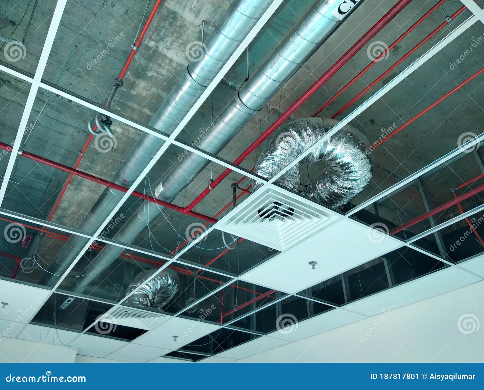 Suspended Ceiling Frame and Board Under Construction at the ...