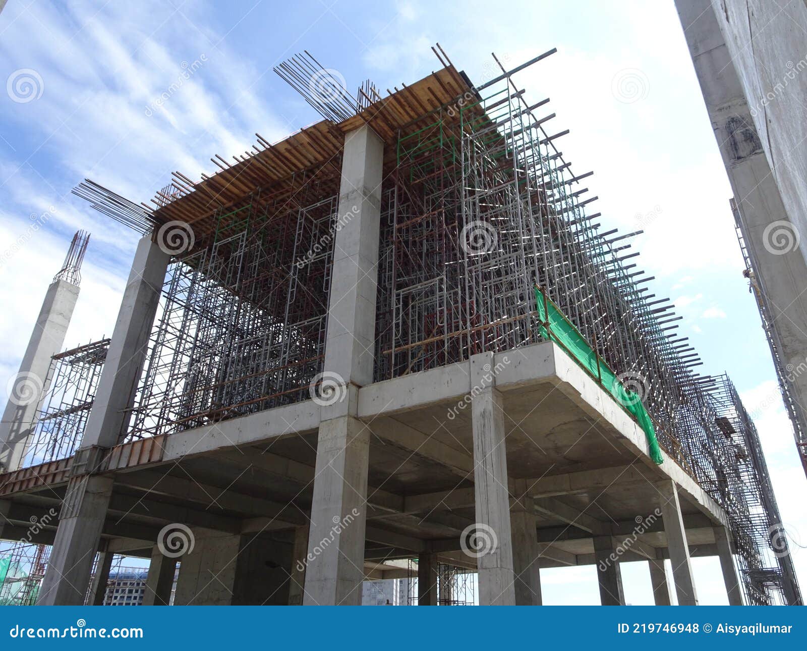 The Concrete Pillar Structure is Under Construction at the Construction ...