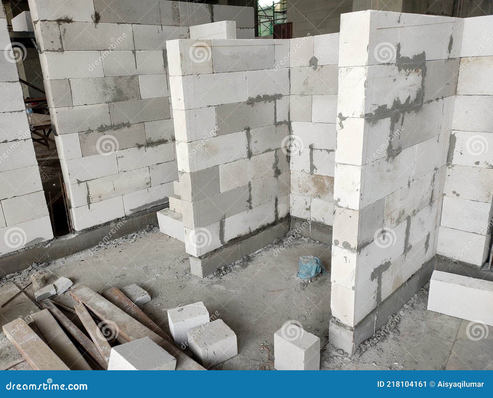 Blockwork by Construction Workers at the Construction Site. Editorial ...