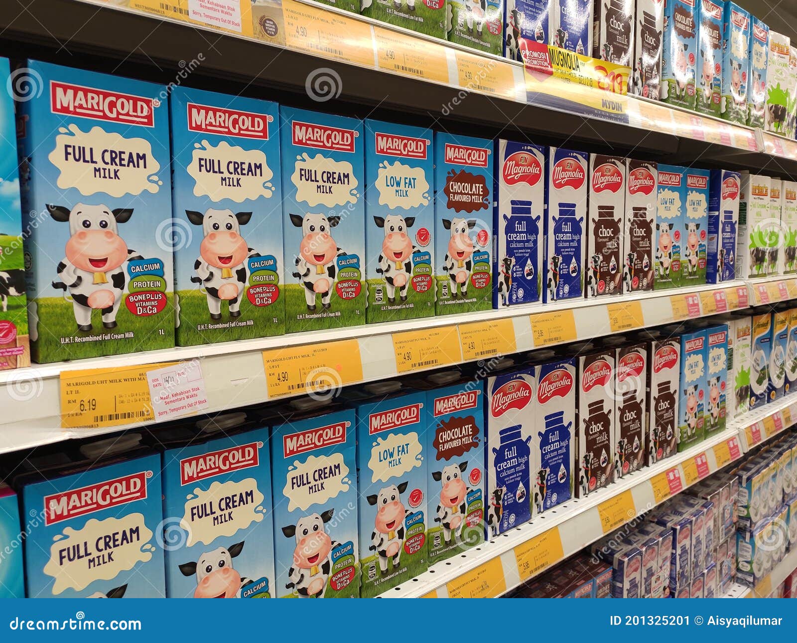 Processed and Fresh Milk Packed in the Paper Box and Displayed on the ...