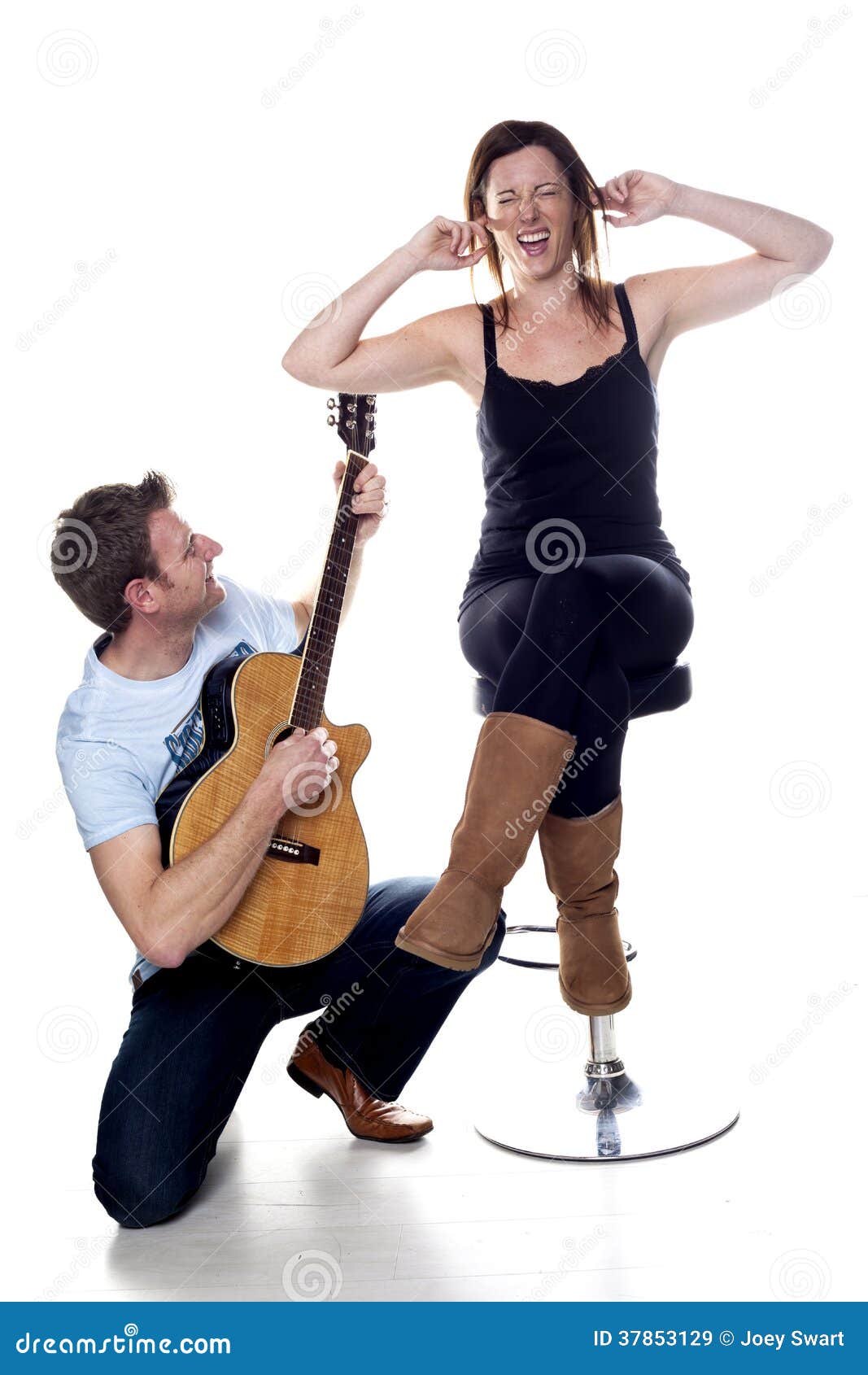 Serenading man. stock image. Image of brown, couple, guitar - 37853129