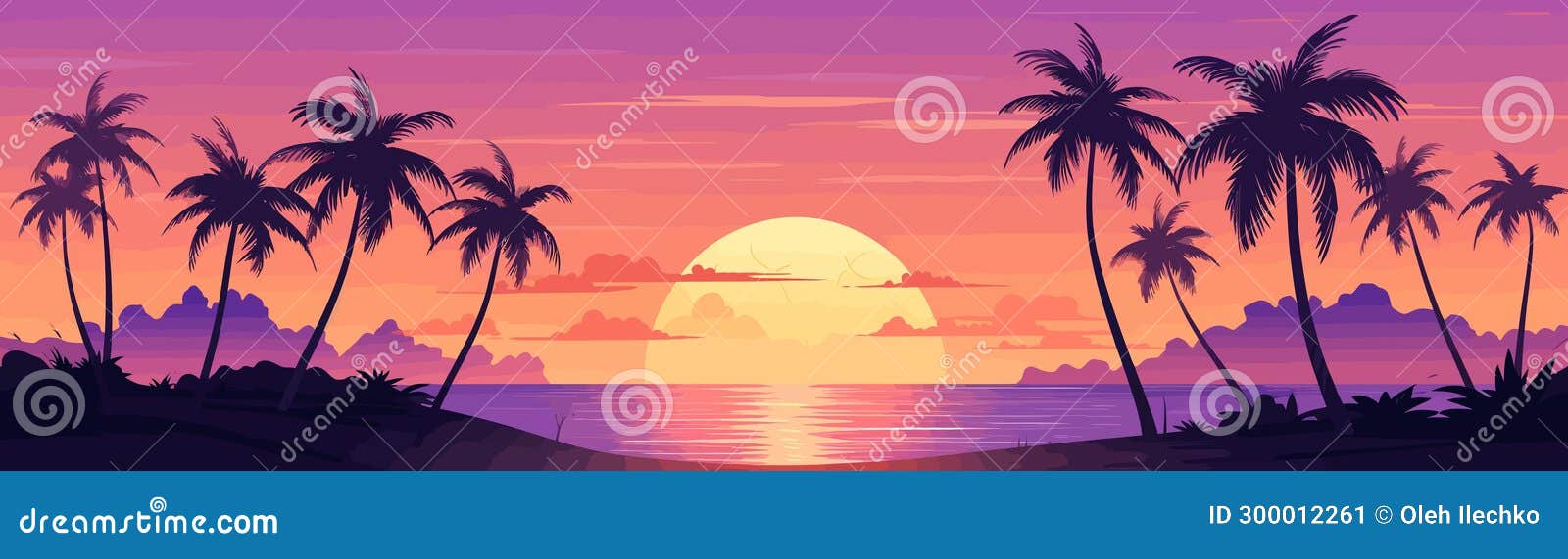 Serene Beach Sunset with Atmospheric Gradients Isolated Vector Style ...