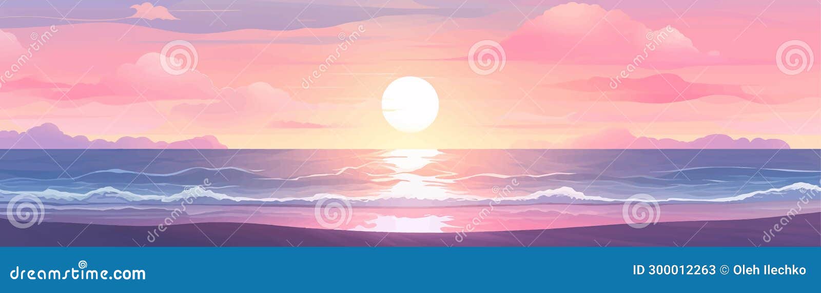 Serene Beach Sunset with Atmospheric Gradients Isolated Vector Style ...