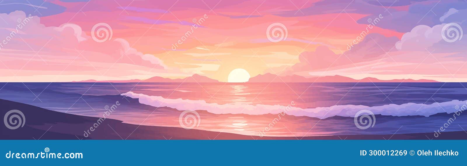 Serene Beach Sunset with Atmospheric Gradients Isolated Vector Style ...