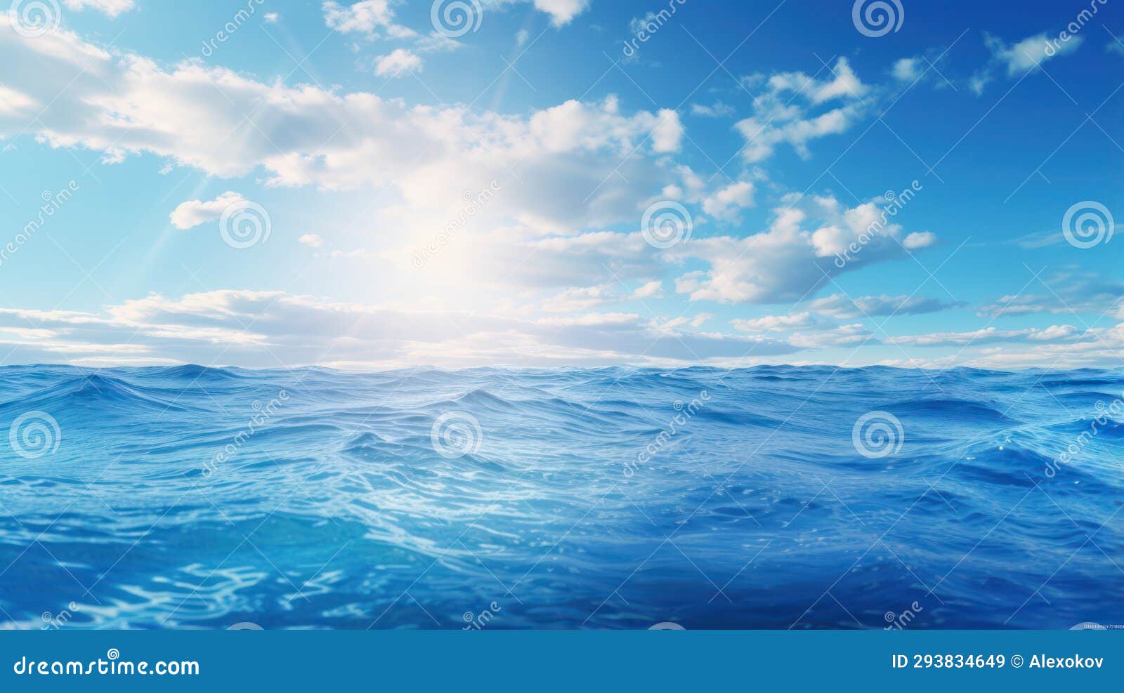 Serene Blue Ocean with Sunshine AI Generated Stock Image - Image of ...