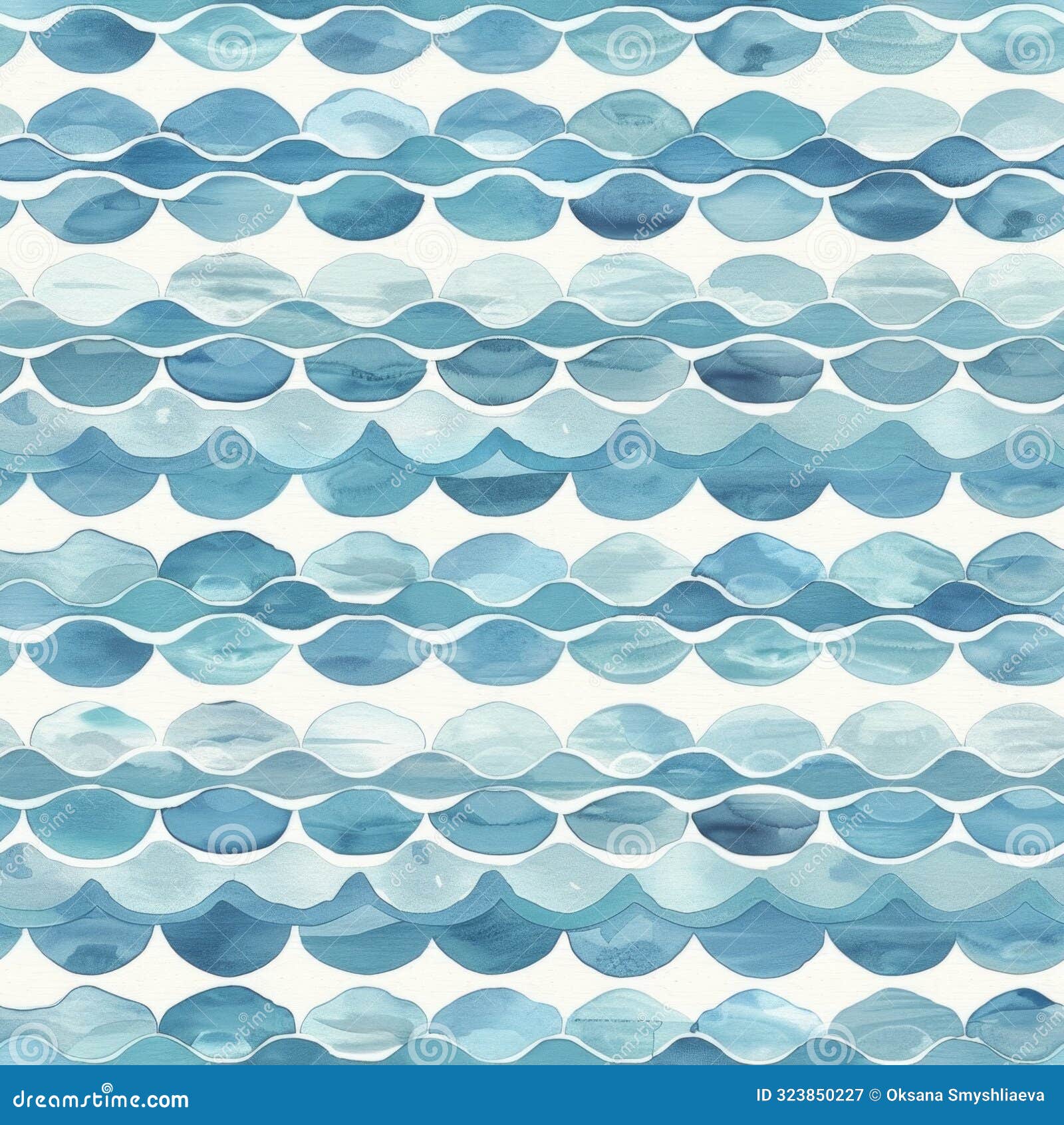 Serene Blue Watercolor Waves Pattern for Calming Backdrop Design Stock ...