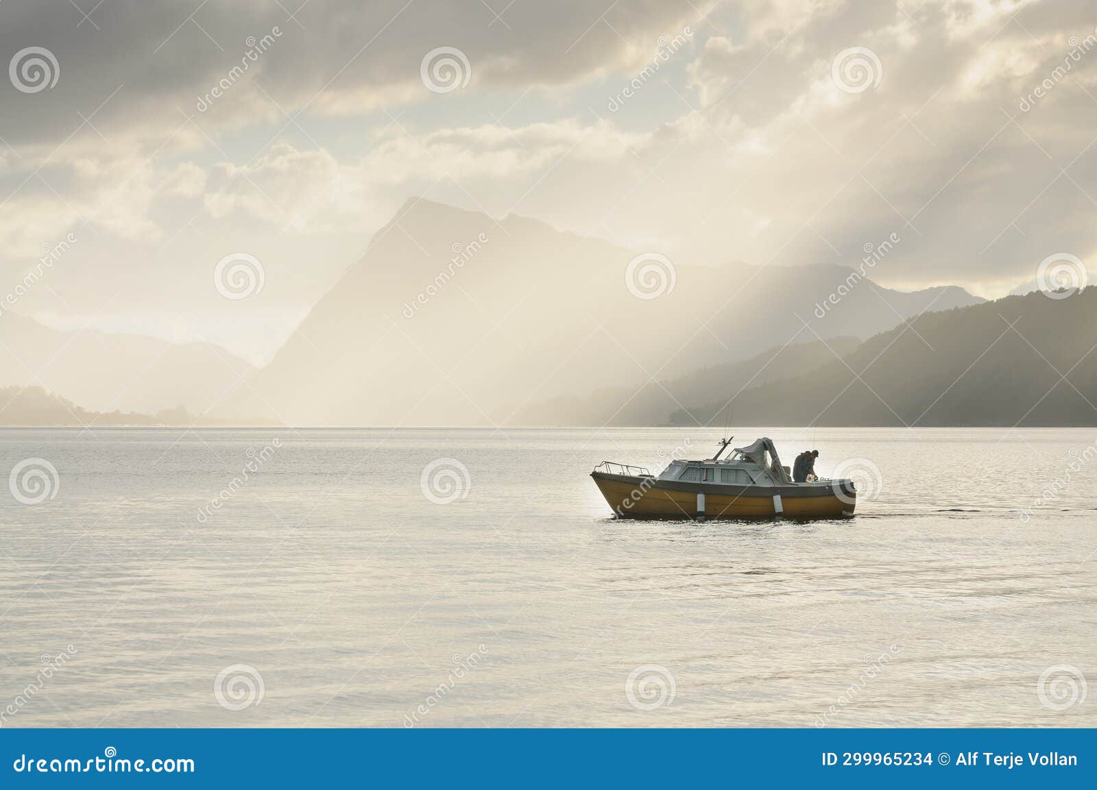 A Serene Boat Floating on Calm Waters Stock Photo - Image of ...