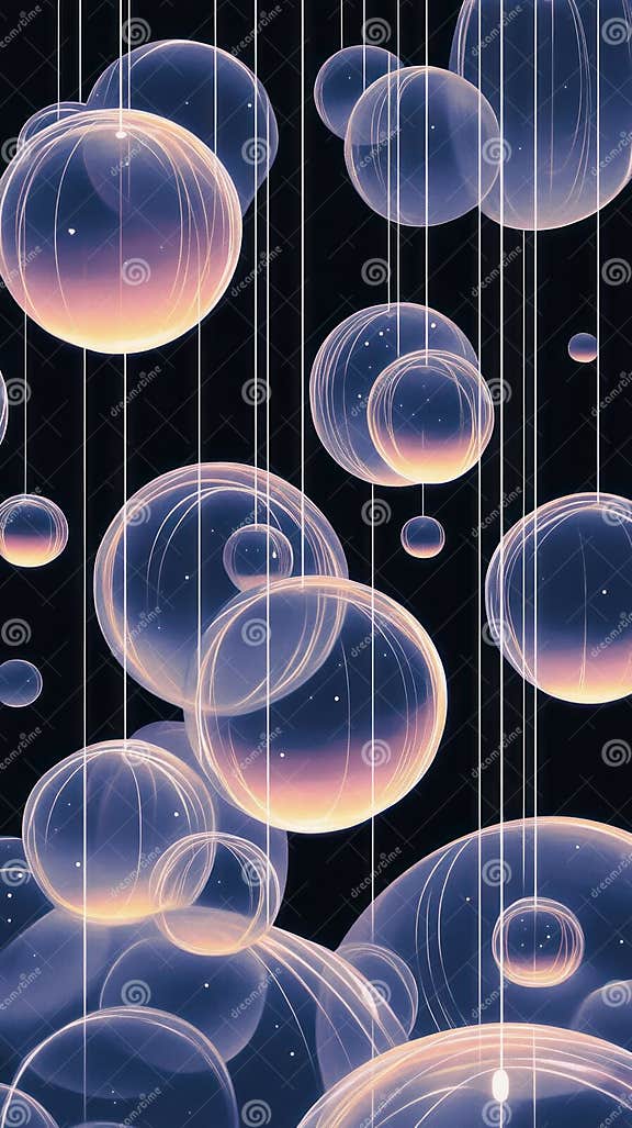 A Serene Composition of Translucent Bubbles with a Gradient Glow ...