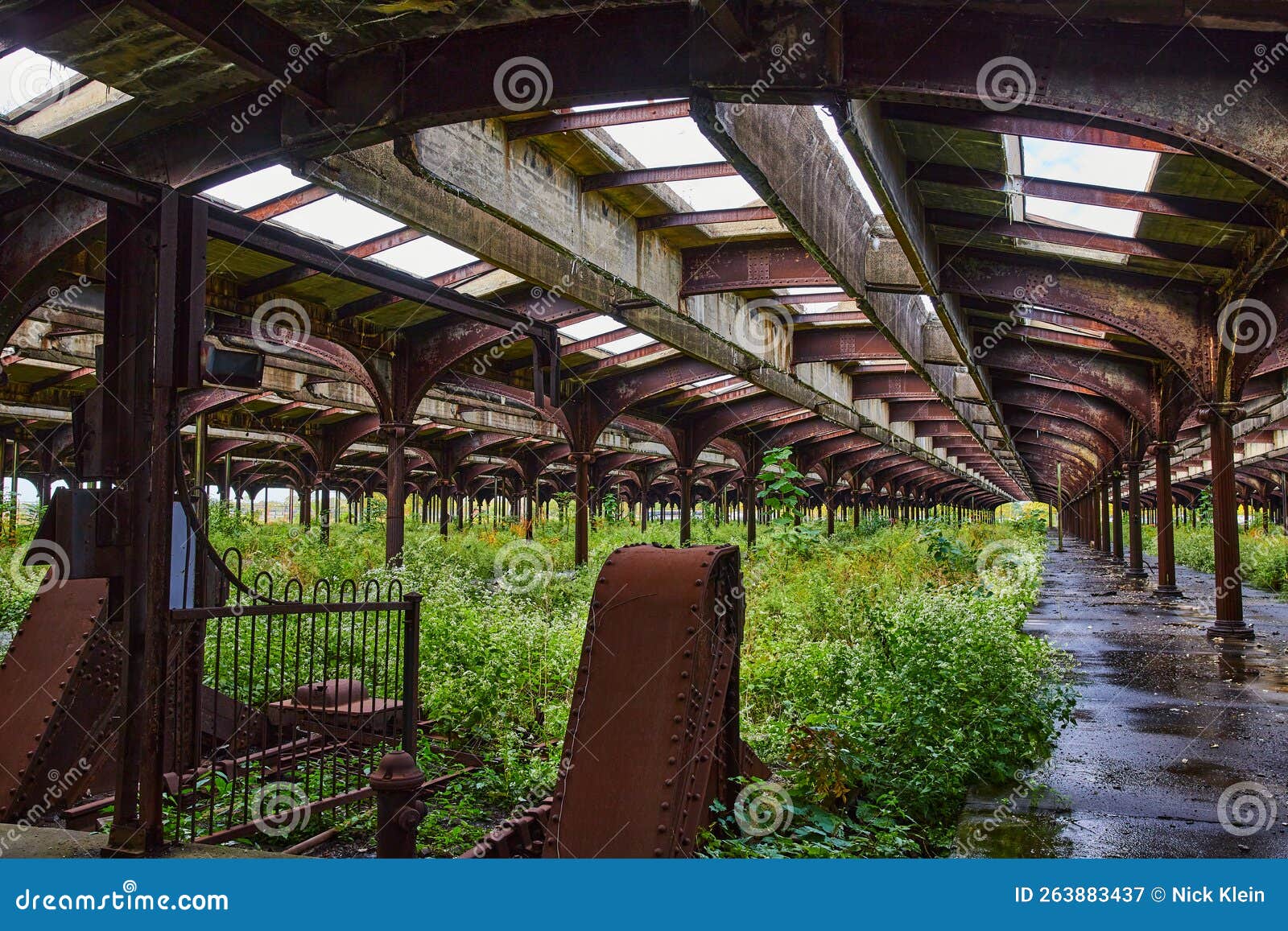 Serene Decayed and Abandoned Train Station with Rusted Gates and ...