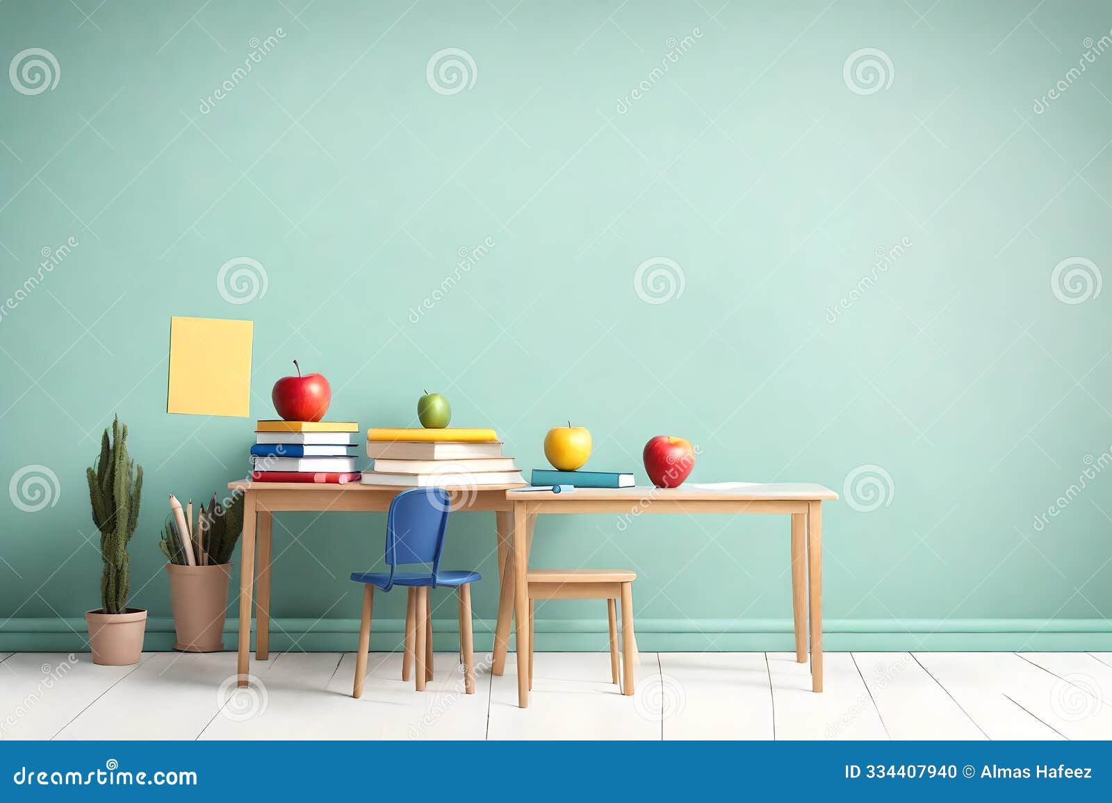 A Serene Empty Classroom with Desks and Chairs, Illuminated by Soft ...
