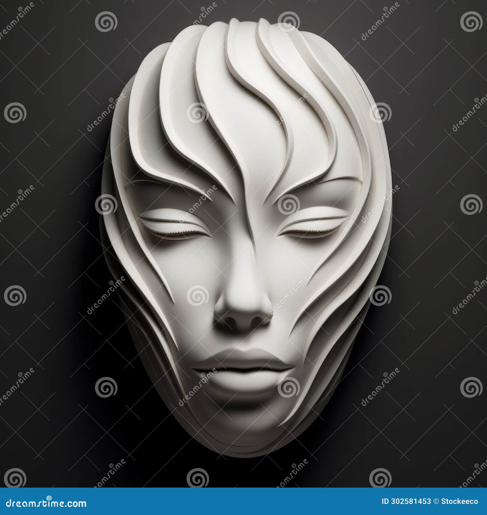 Serene Faces: Three-dimensional Abstract Sculpture of a Woman S Head ...