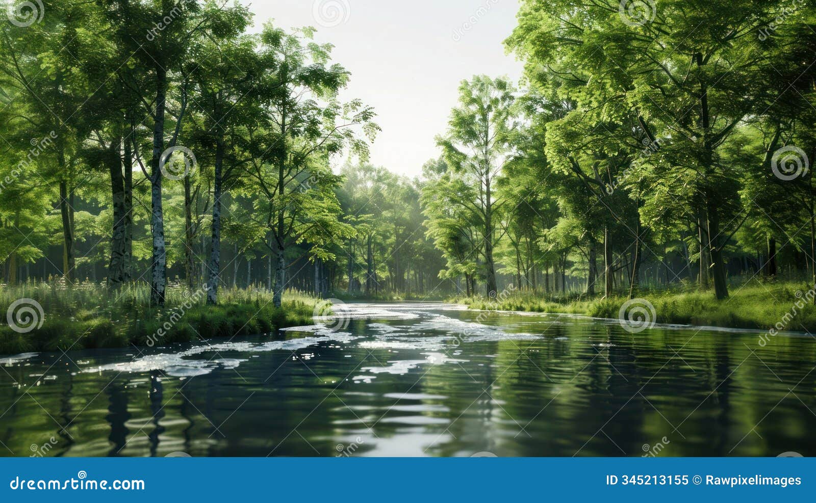 Serene Forest Wallpaper With Vibrant Cartoonish Style Royalty-Free ...