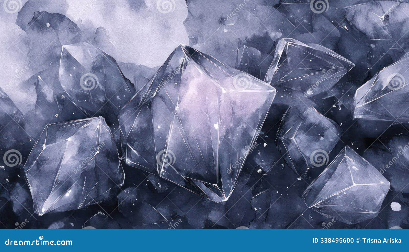 A Serene Illustration of Crystalline Structures in a Soft, Abstract ...