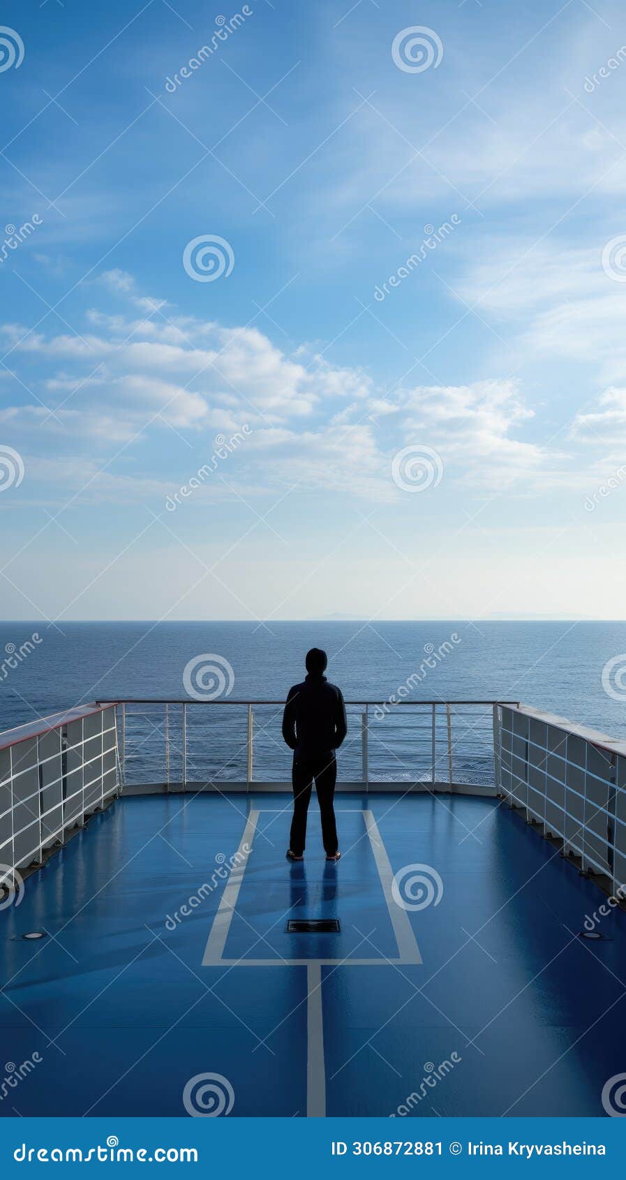 A Serene Image of a Lone Figure Standing on the Deck of a Cruise Ship ...