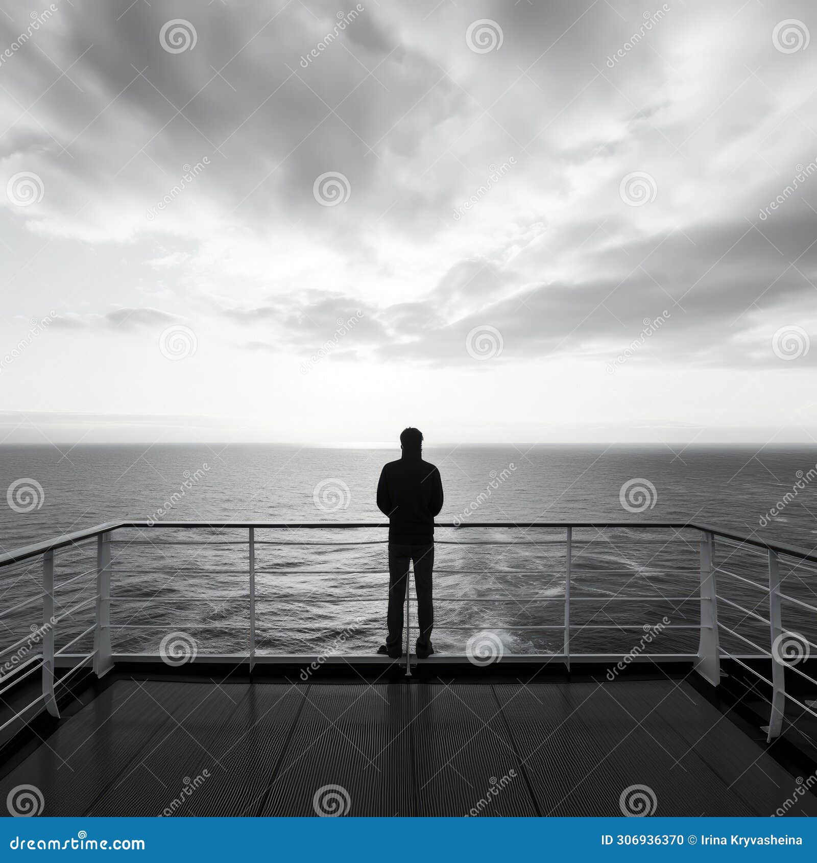 A Serene Image Of A Lone Figure Standing On The Deck Of A Cruise Ship ...