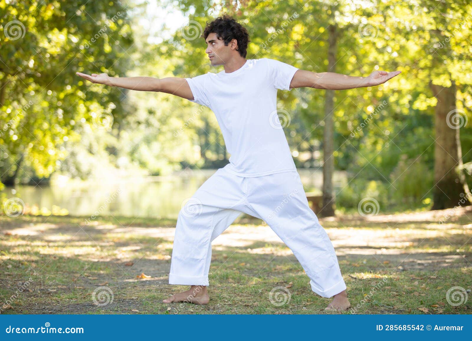 Serene Indian Guy Practicing Yoga Outdoors Stock Photo - Image of yoga ...
