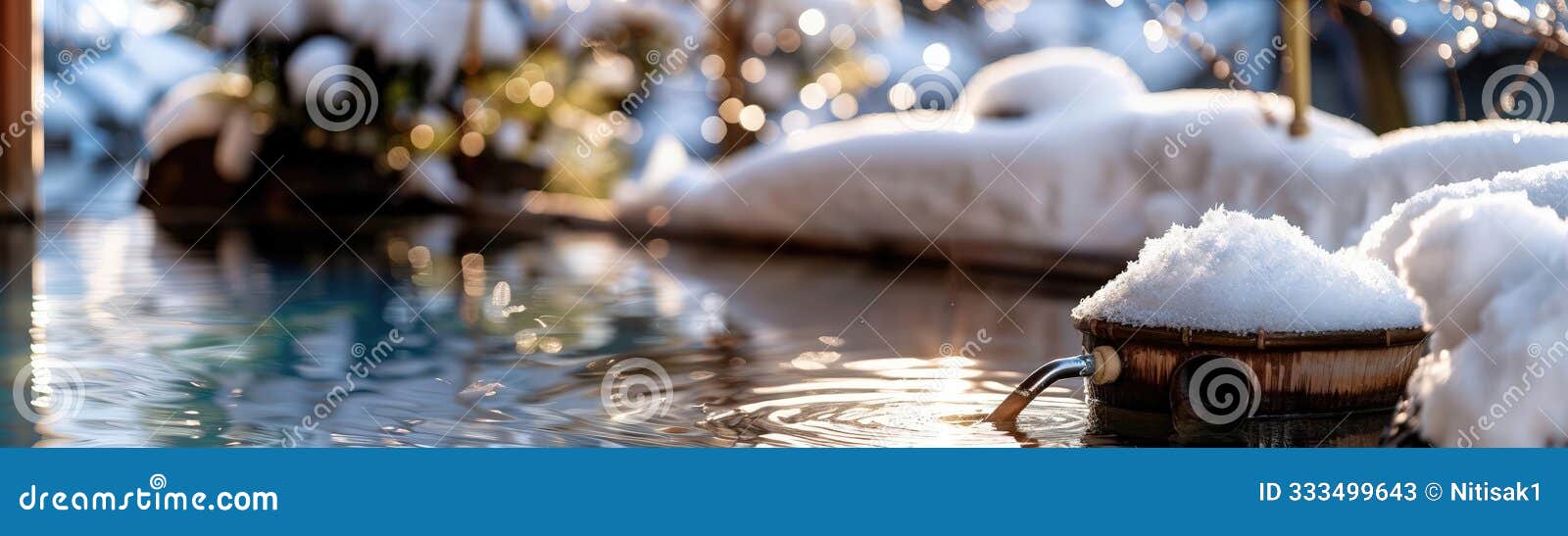 Serene Japanese Onsen Hot Spring In Snow Royalty-Free Stock Photography ...