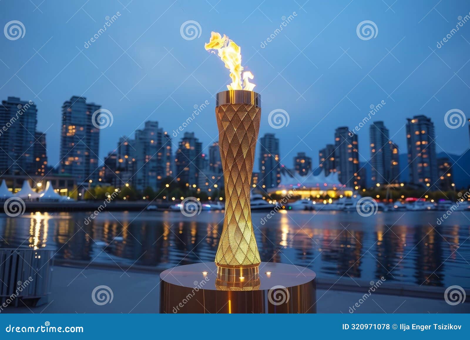 Serene Landscape With Olympic Torch In Soft Pastel Colors Creates ...