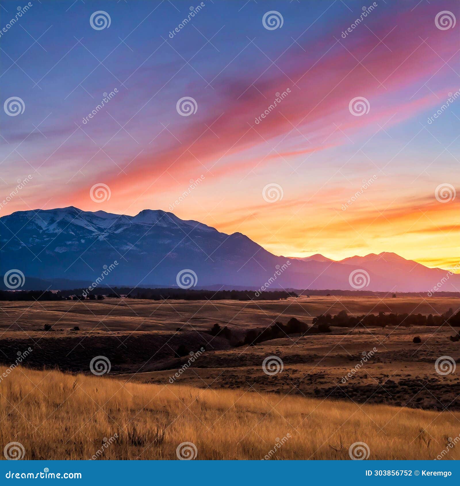 Serene Landscape Scenery with Fields and Soft Sunset Stock Photo ...