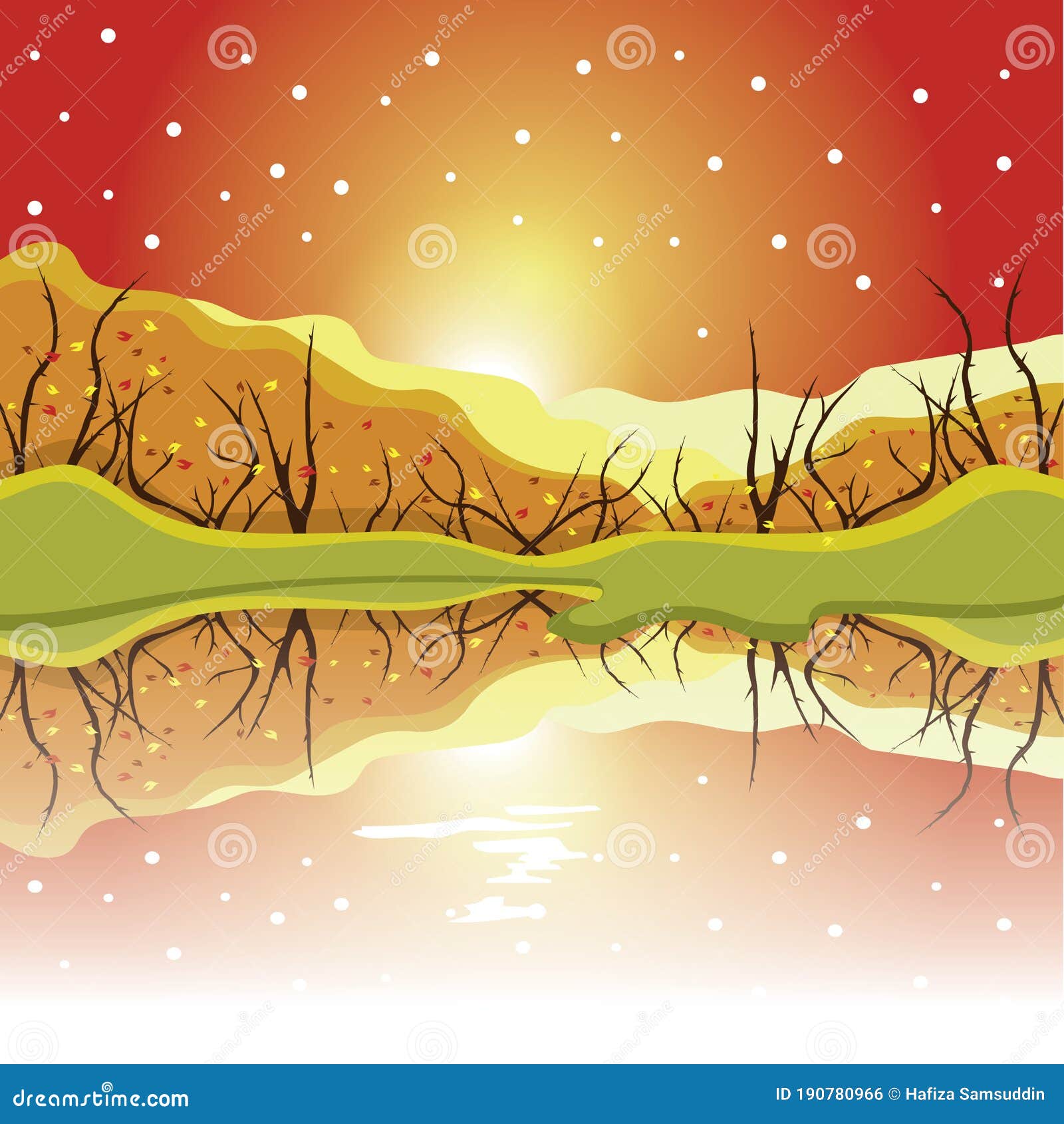 Serene Landscape. Vector Illustration Decorative Design Stock Vector ...