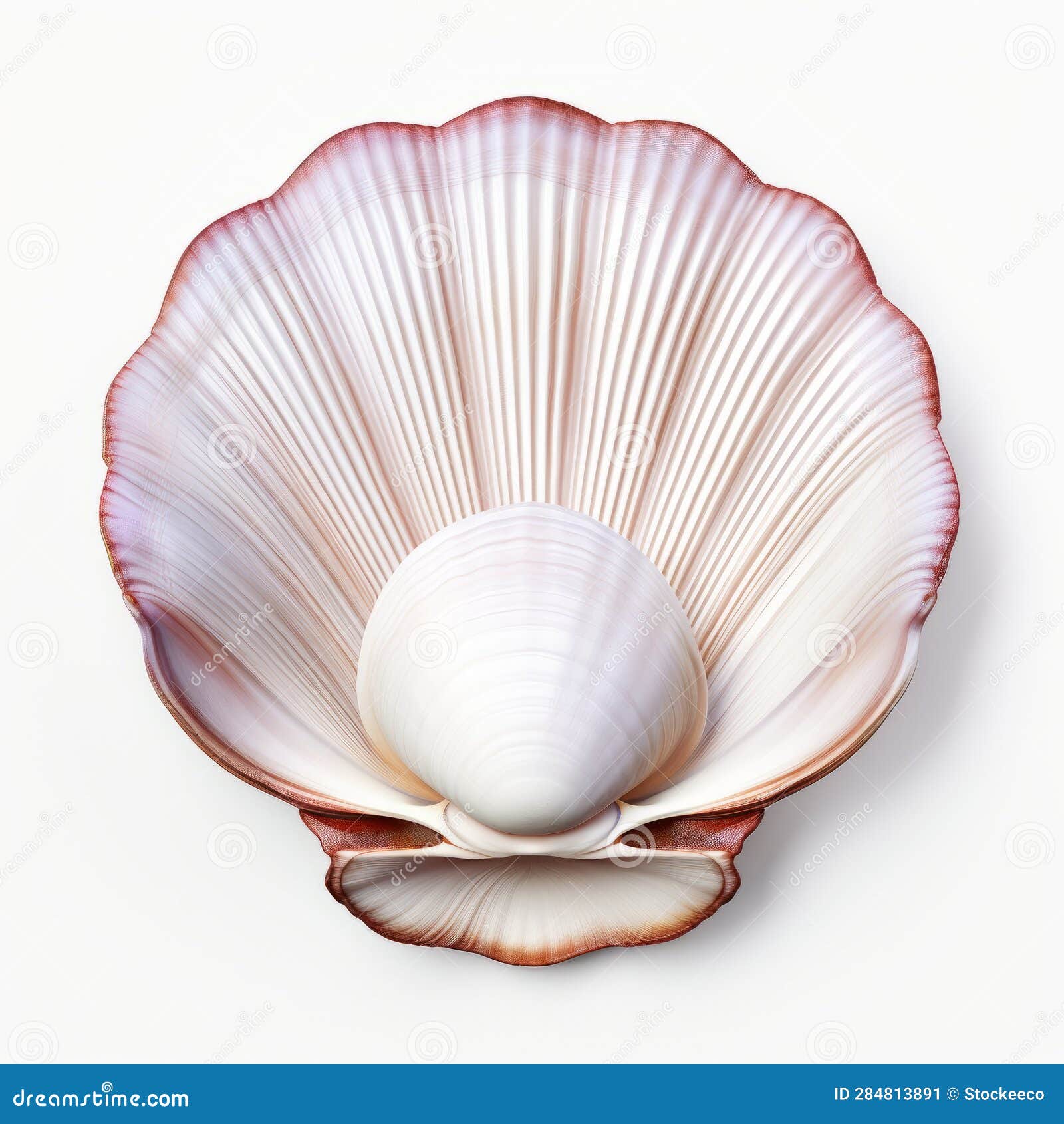 Serene Maritime Shell with Scallop on White Background Stock ...