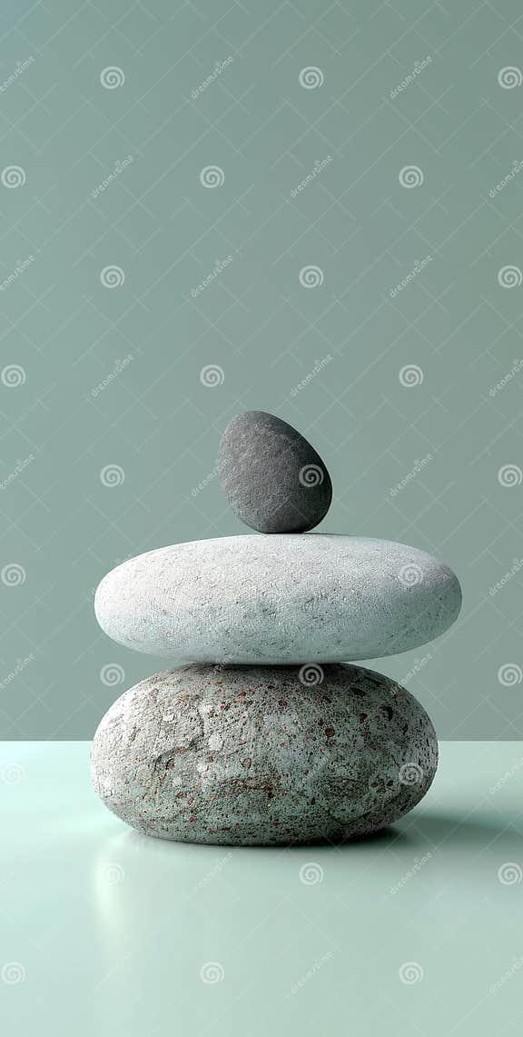 Stacked Stones Creating Balance and Harmony with a Smooth Grey Rock on ...